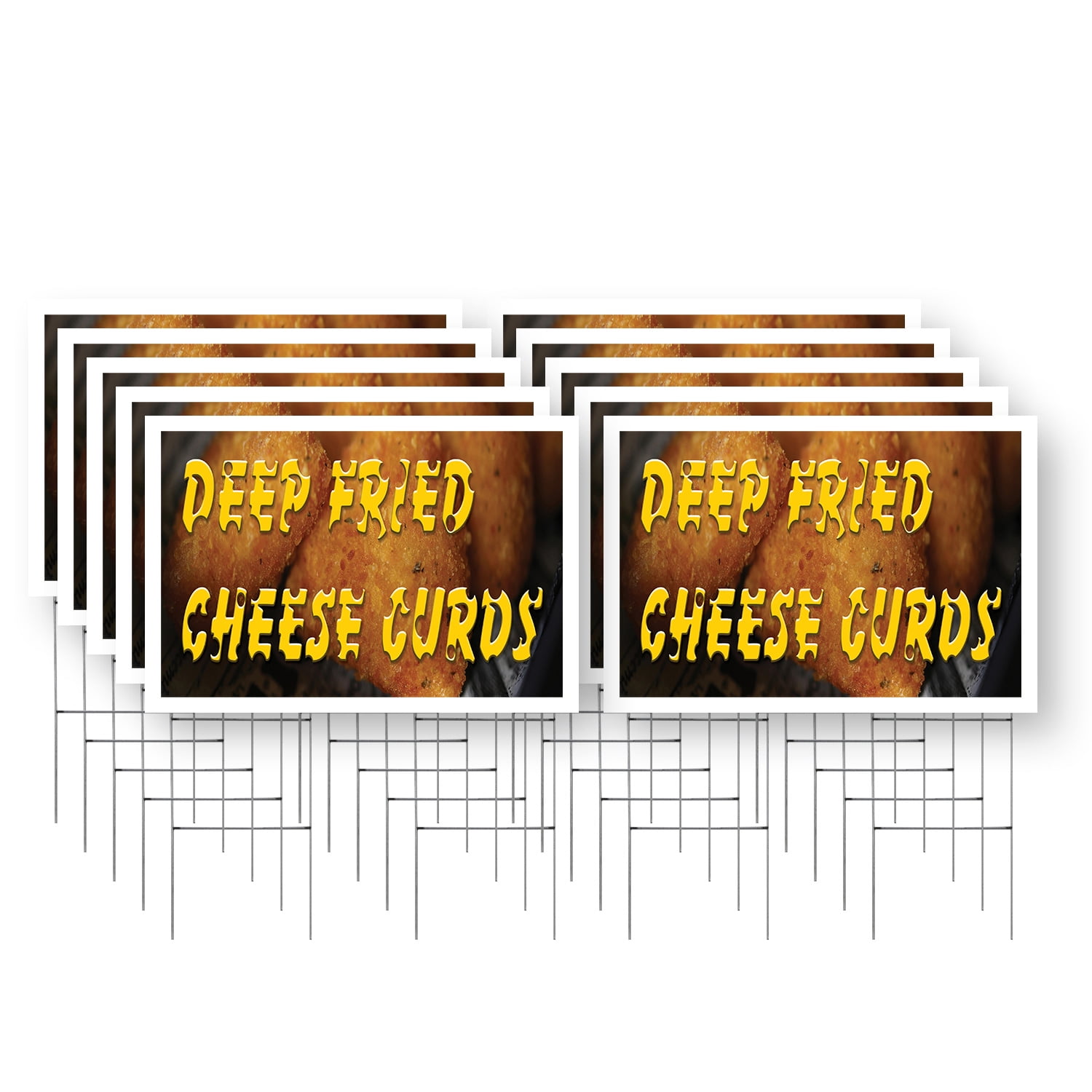 Deep Fried Cheese Curds Yard Sign 10 Pack of 24 Inch x 36 Inch Double ...