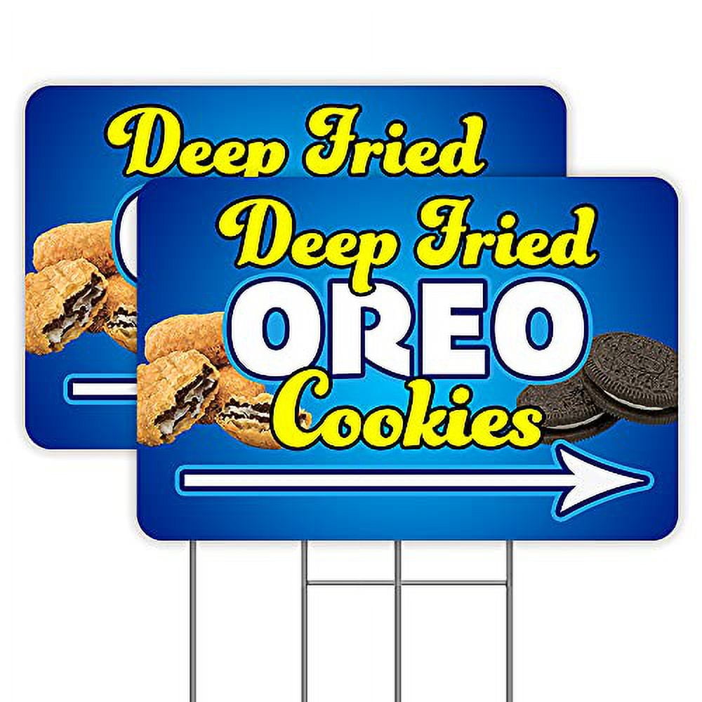 Deep Fried Oreo Cookies Arrow 2 Pack Double-Sided Yard Signs 16" x 24 ...