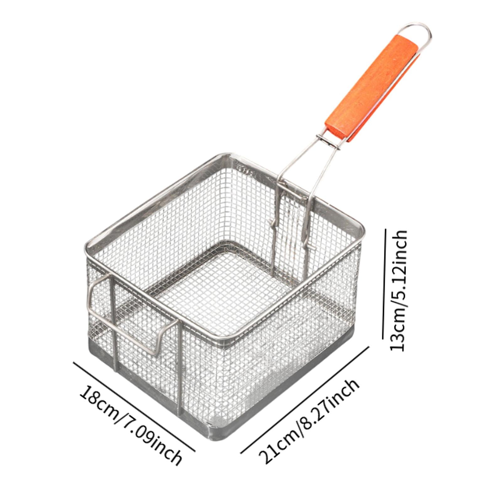 Deep Fry Basket Frying Strainer Wooden Handle French Fries Frying ...