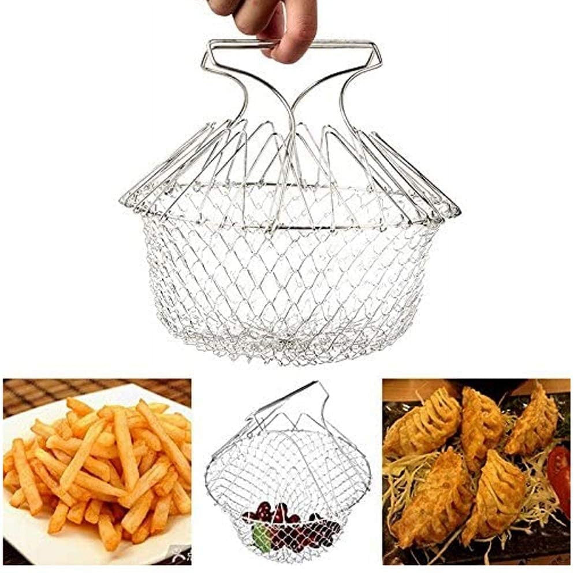 Deep Fry Basket - Stainless Steel Foldable Strainer Basket Colander ...