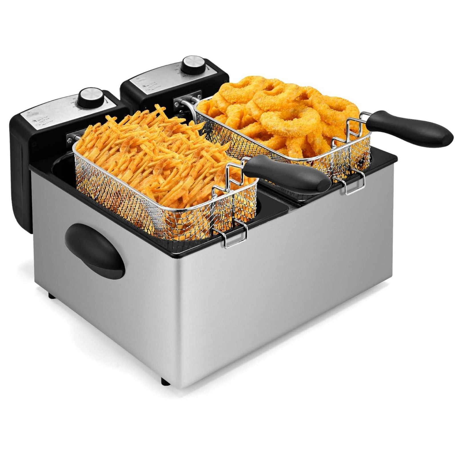 Deep Fryer, 2 Baskets Electric Oil Fryer with 5.4QT/6L,3000W Timer ...