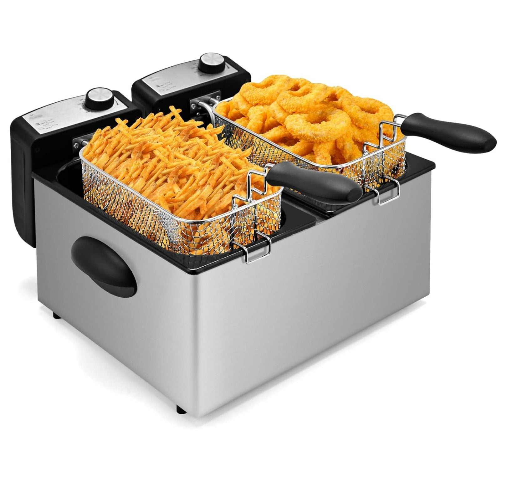 Deep Fryer, 2 Baskets Electric Oil Fryer with 5.4QT/6L,3000W Timer ...