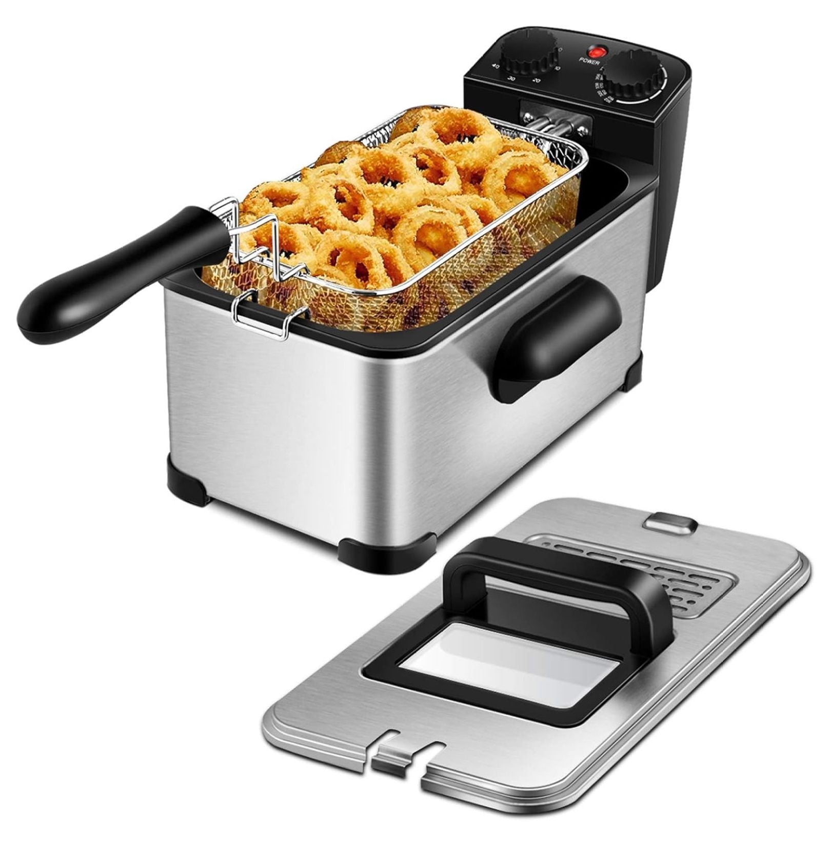 Deep Fryer with Basket, 3.2 Qt/3L Electric Fryer with Adjustable ...