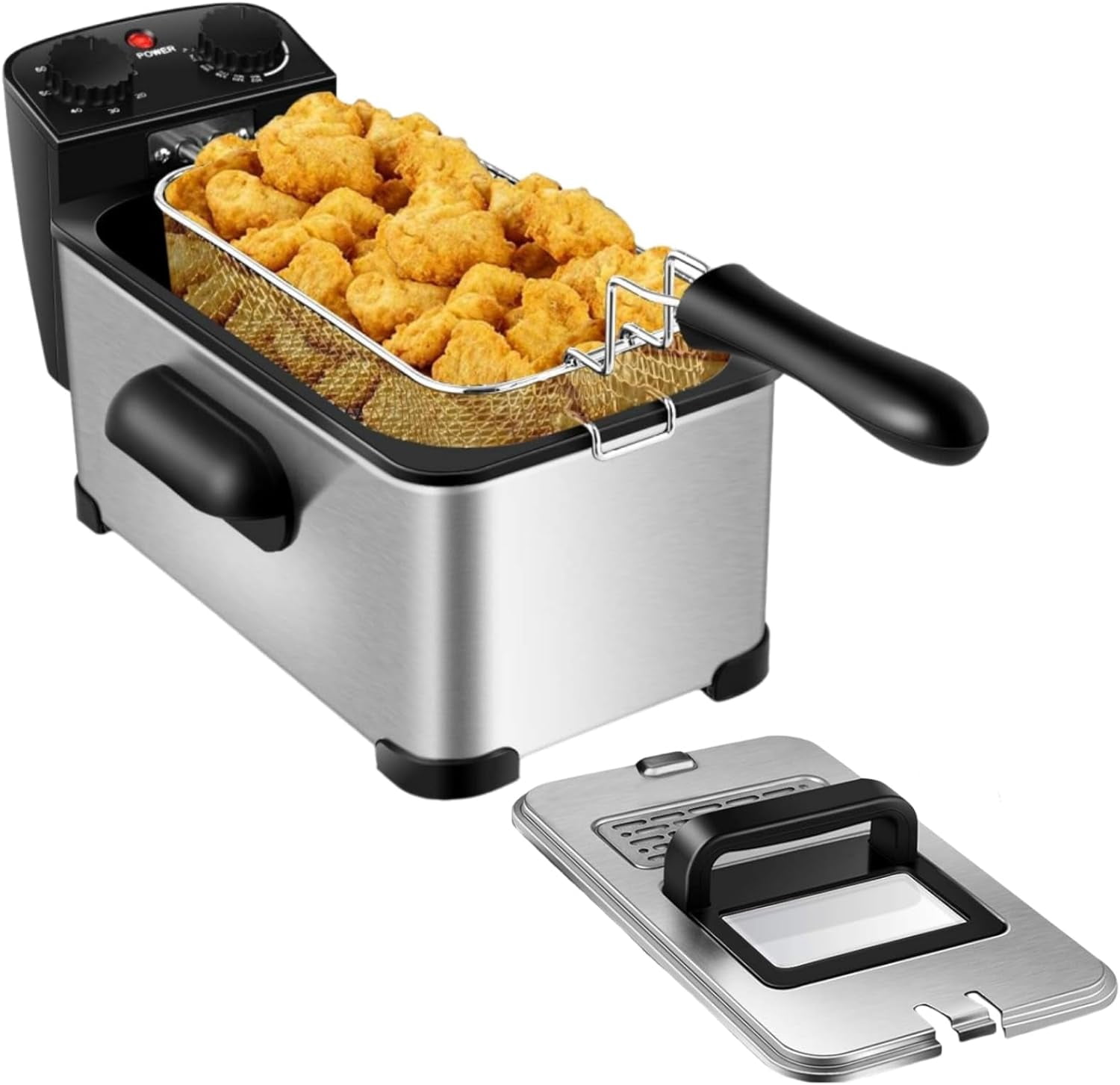 Deep Fryer with Basket, 3.2QT/12Cup Electric Oil Fryer for Home Use ...