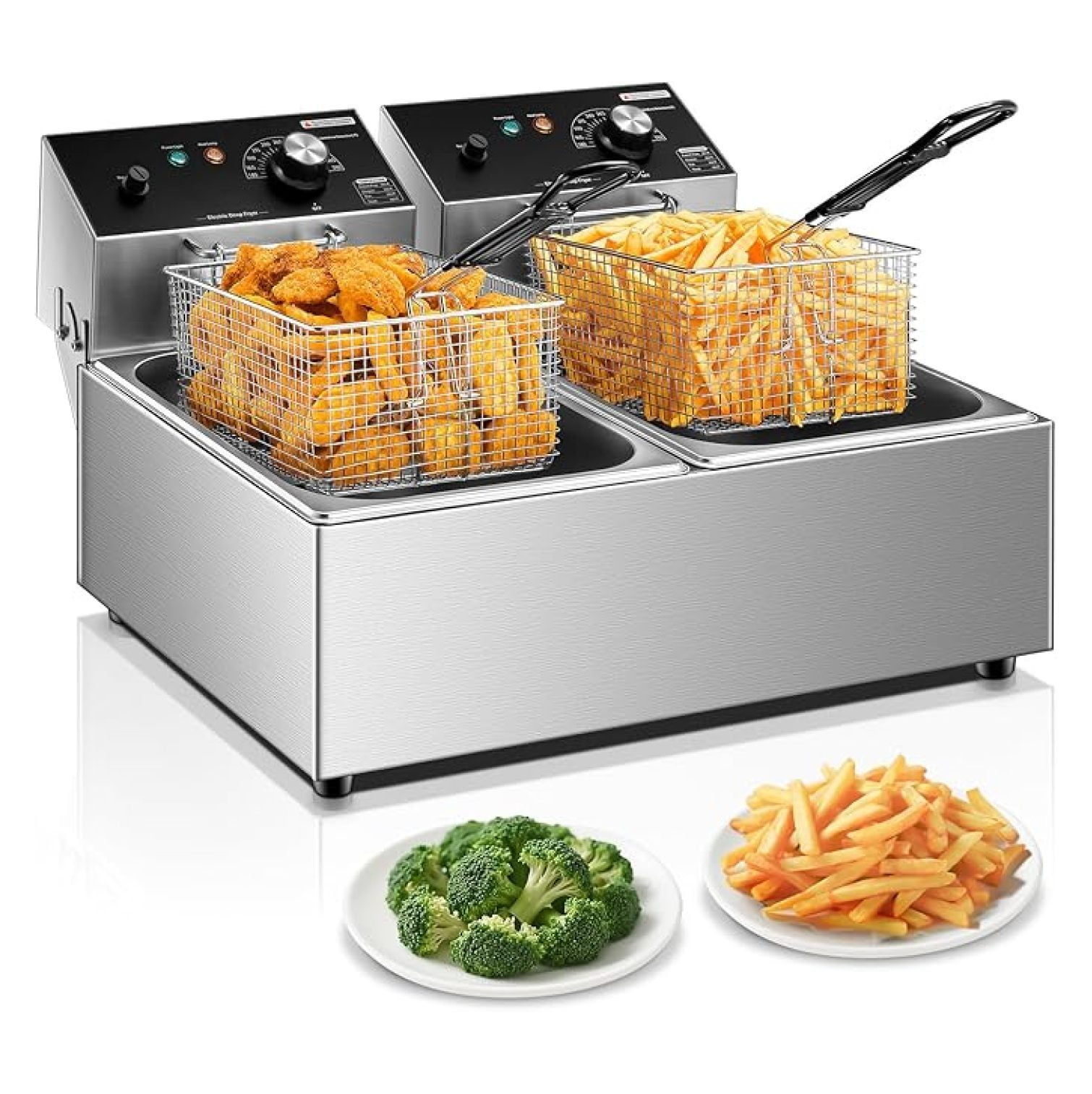 Deep Fryer with Basket, 3400W 20.7QT/19.6L Electric Deep Fryer with 2 x ...