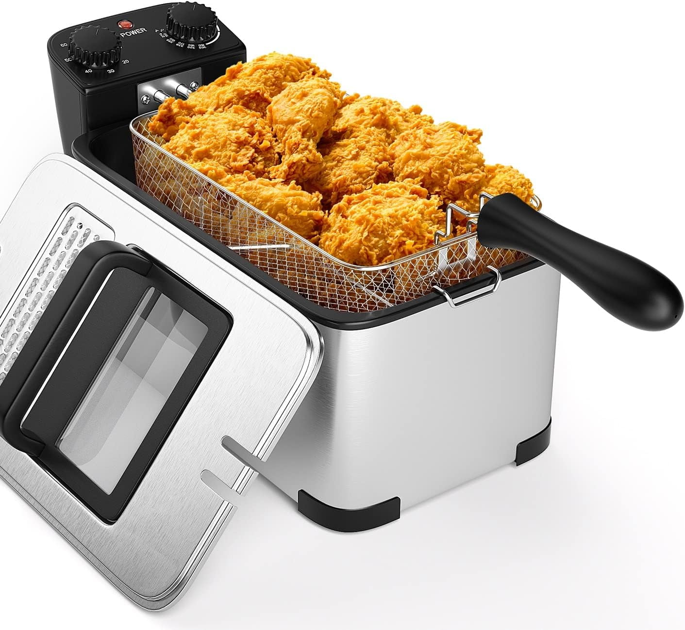 Deep Fryer with Basket, Electric Deep Fat Fryers w/Lid, 1700W ...