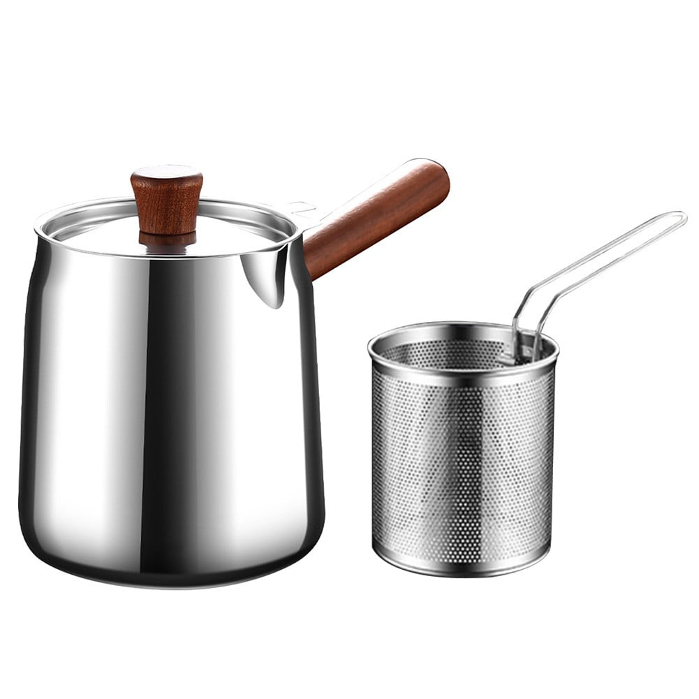 Deep Fryer Pan with Strainer,Oil Drip Rack,Stainless Steel Cooking Pot ...