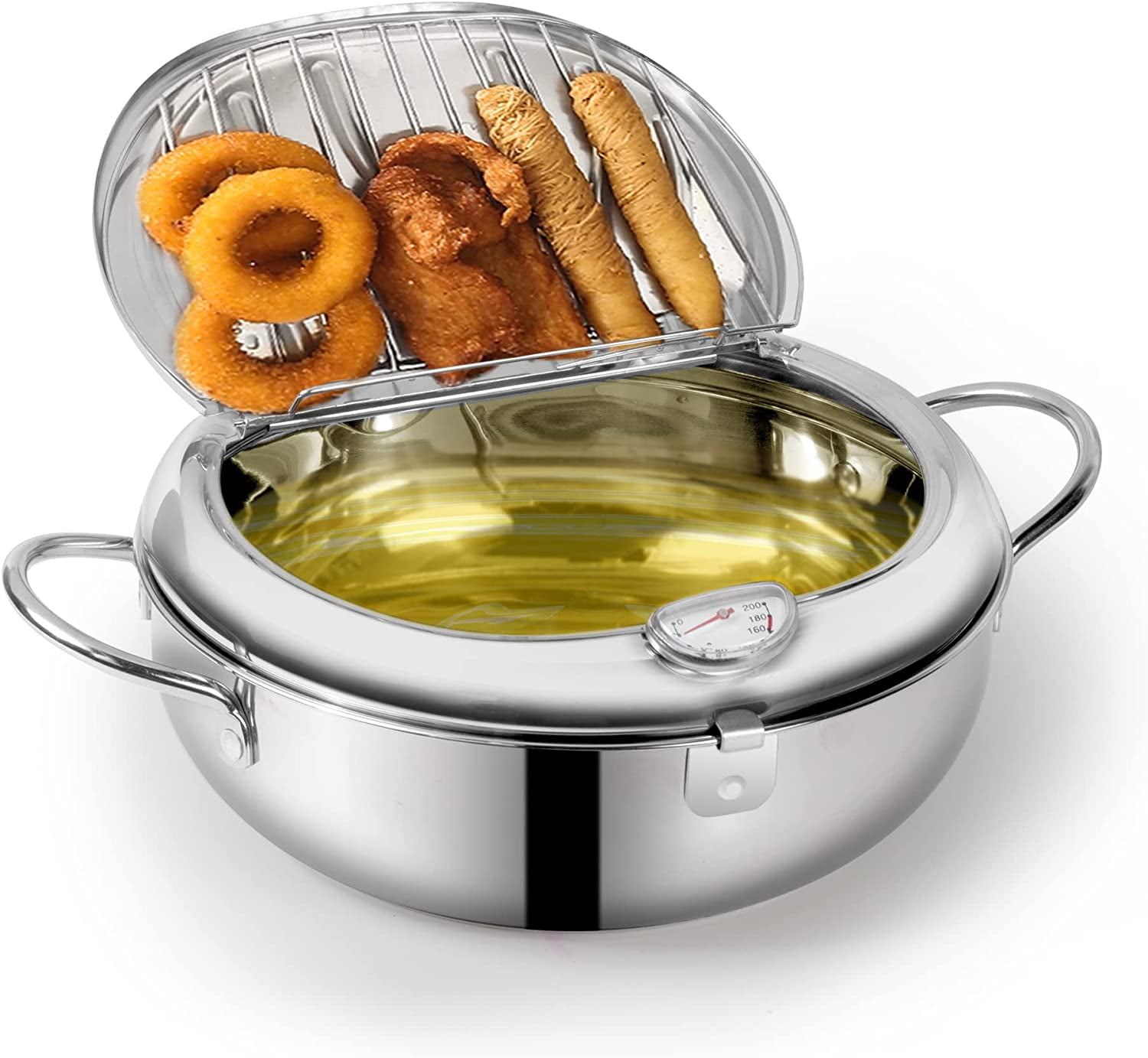 Deep Fryer Pot, 304 Stainless Steel Frying Pot with Temperature Control ...