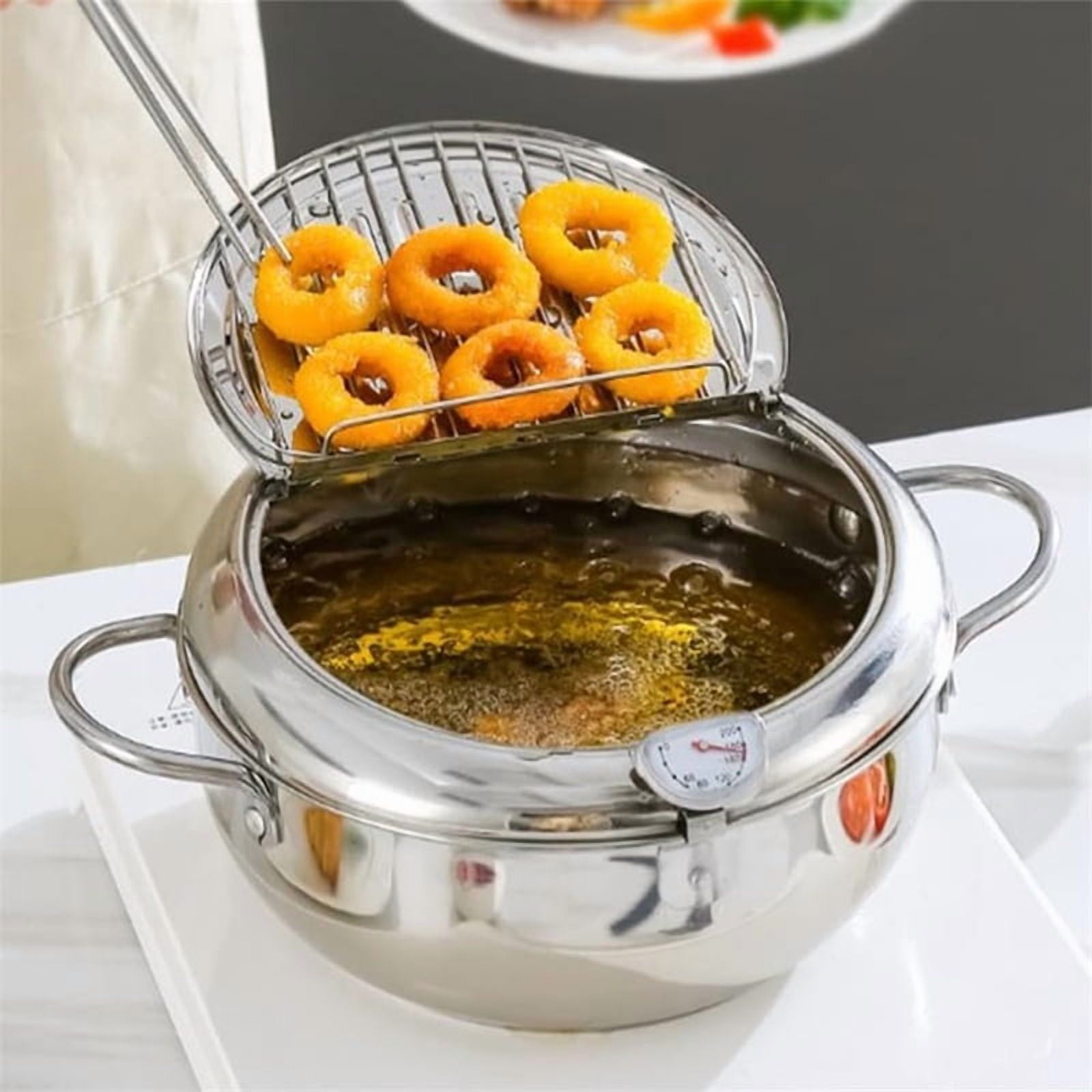 Deep Fryer Pot, 304 Stainless Steel Japanese Frying Pot with Oil Drain ...