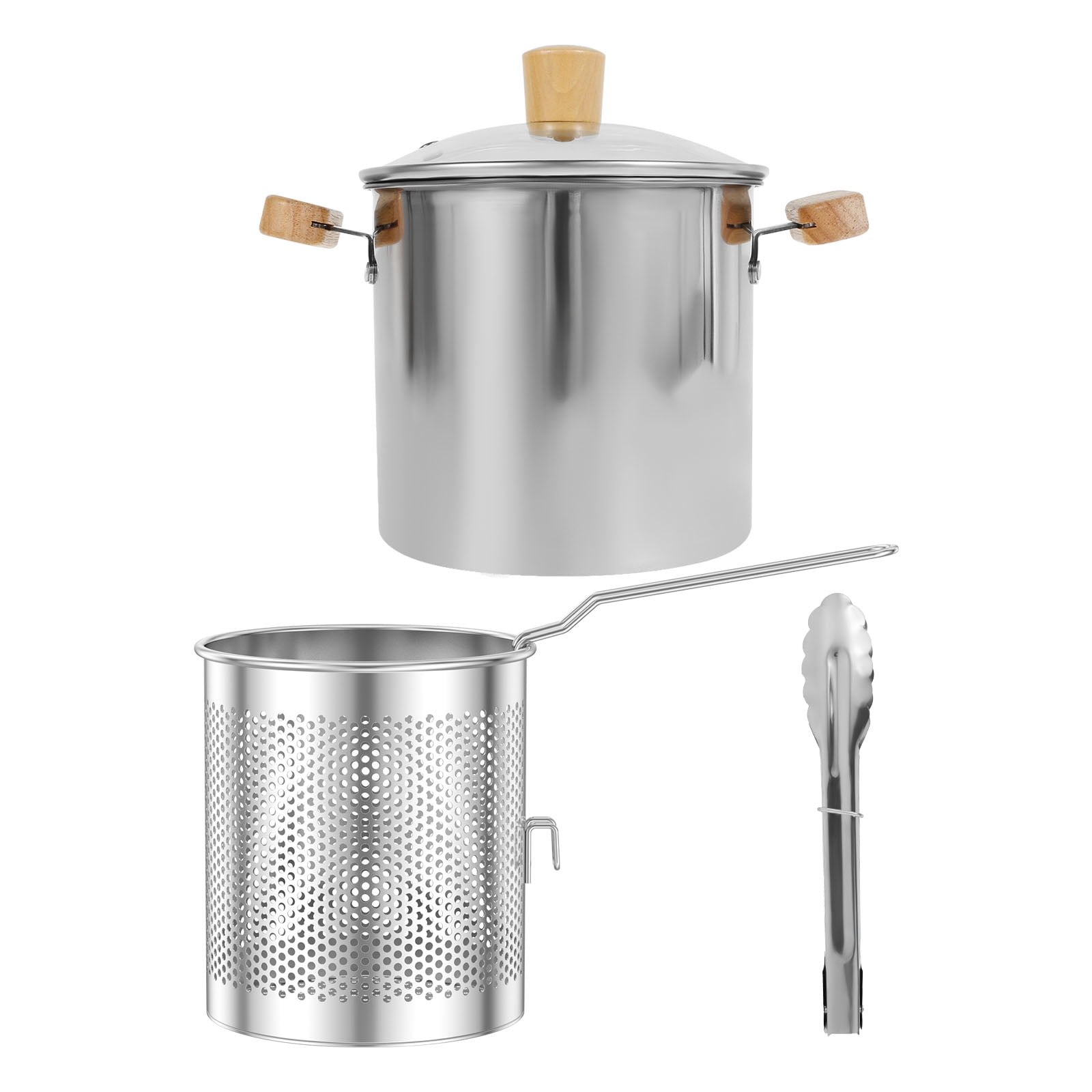 Deep Fryer Pot 4000ml 304 Stainless Steel Deep Oil Fryer with Strainer ...