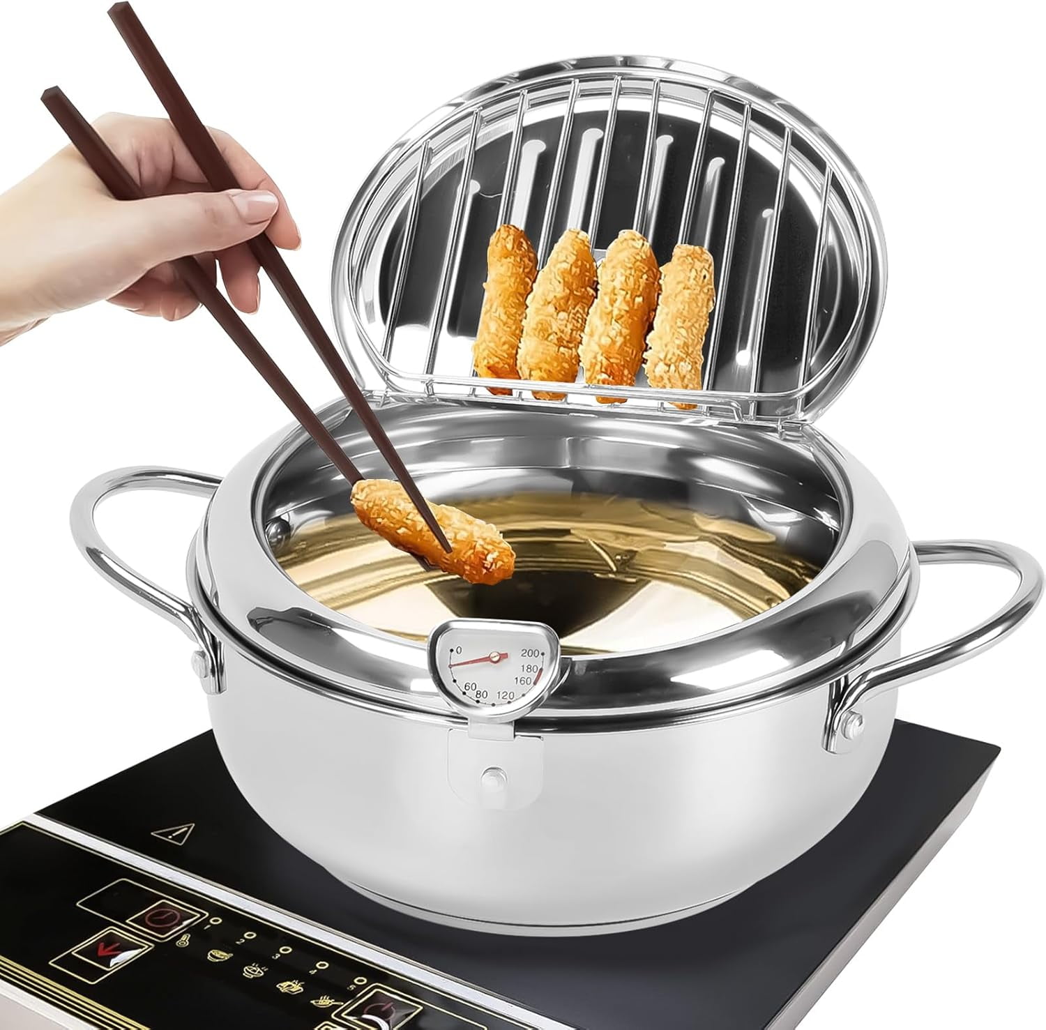Deep Fryer Pot,Japanese Tempura Deep Fryer Stainless Steel Frying Pot ...