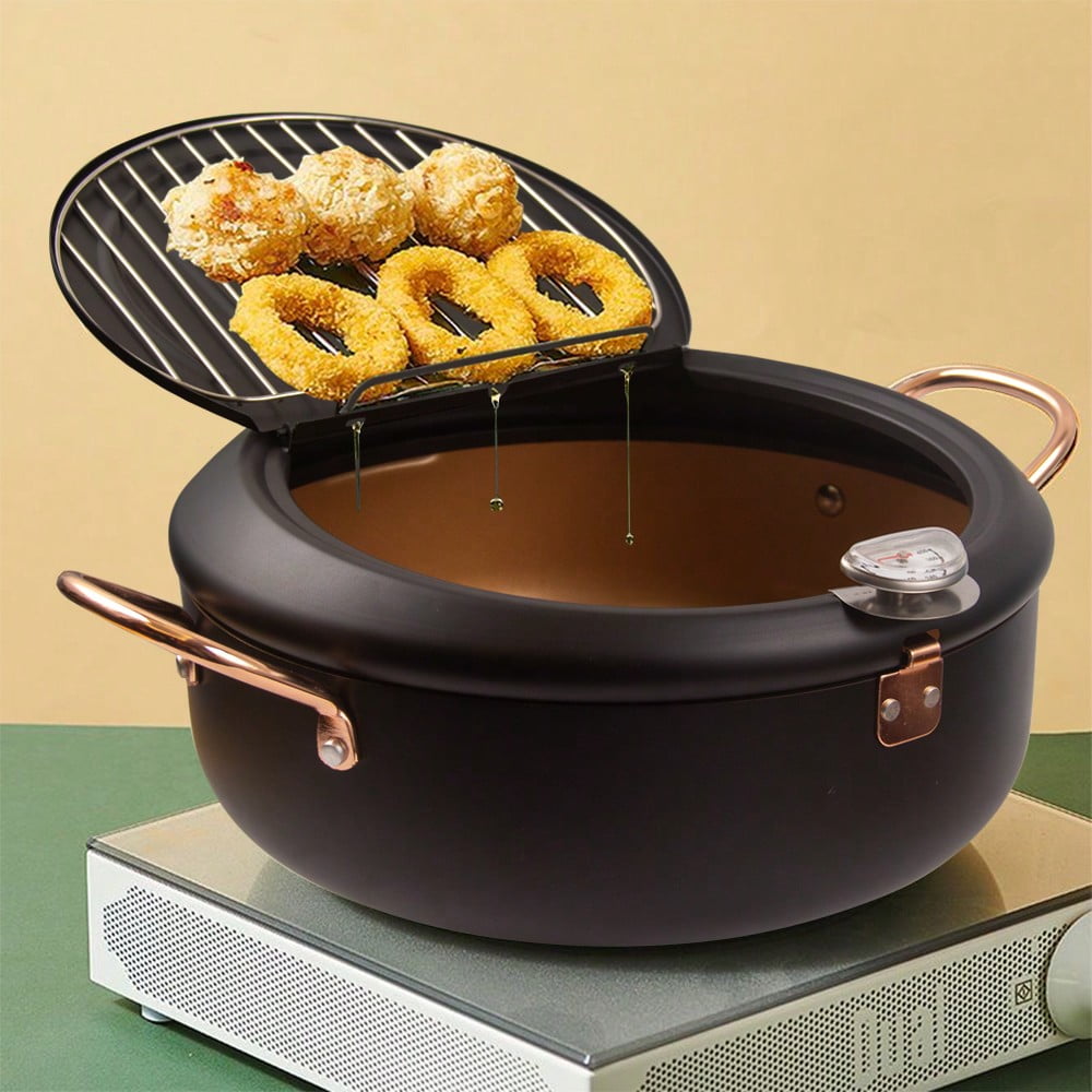 Deep Fryer Pot, Japanese Tempura Frying Pot With Fahrenheit Thermometer ...