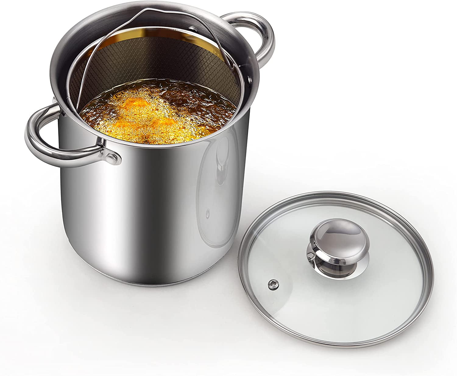 Deep Fryer Pot, Japanese Tempura Small Stainless Steel Deep Frying Pot ...