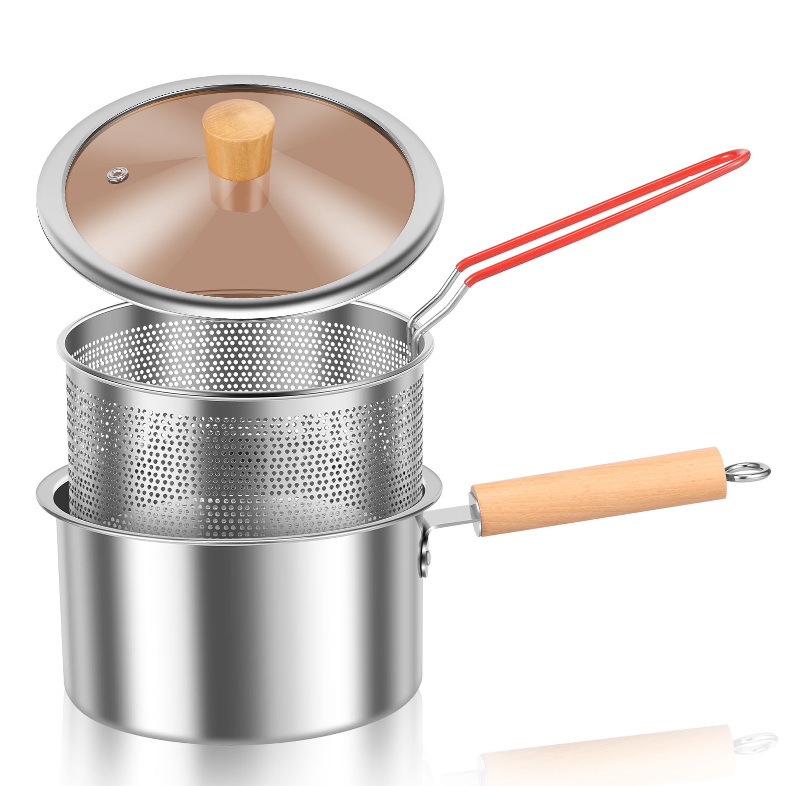 Deep Fryer Pot Stainless Steel Deep Fryer with Basket and Handle ...