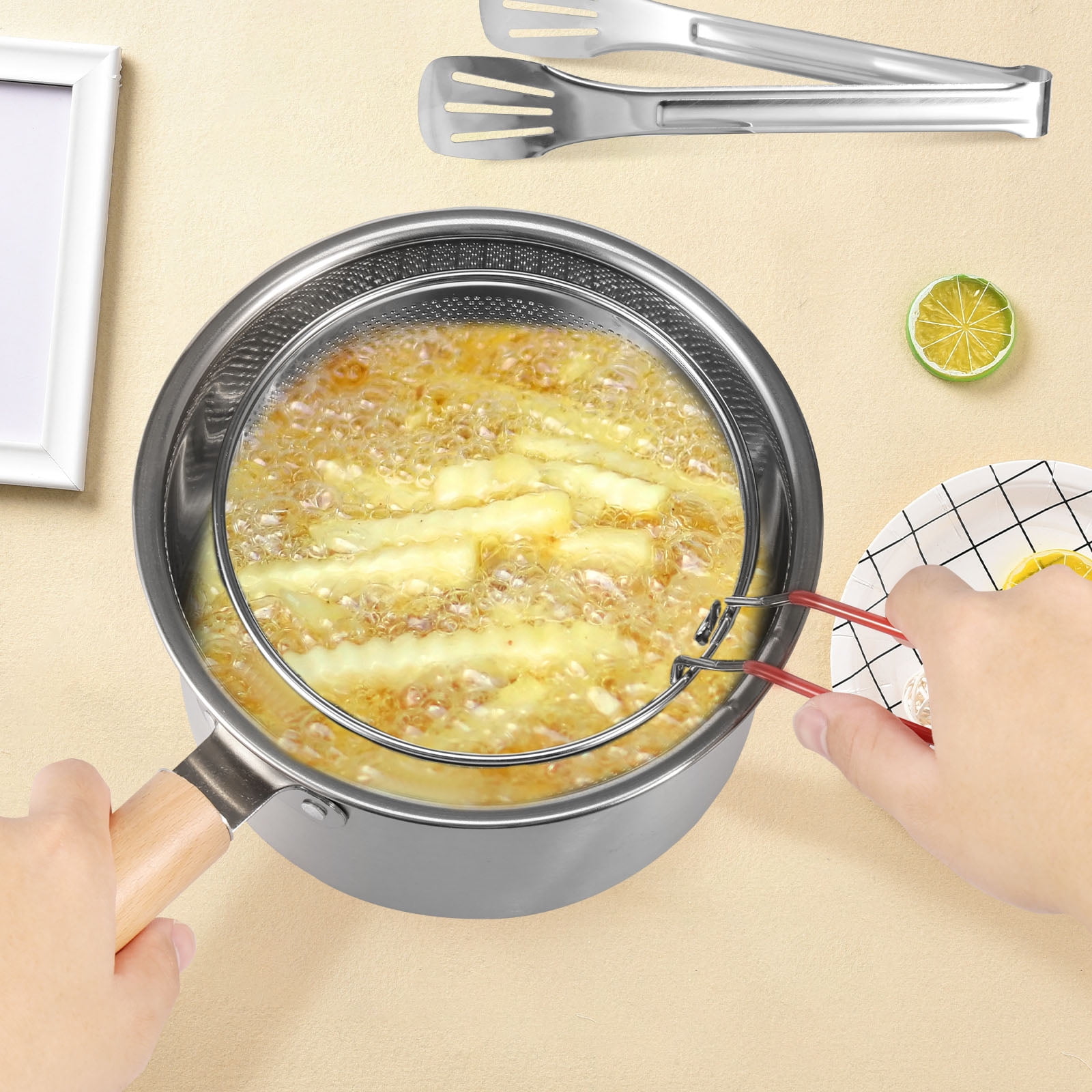 Deep Fryer Pot Stainless Steel Deep Fryer with Basket and Handle ...