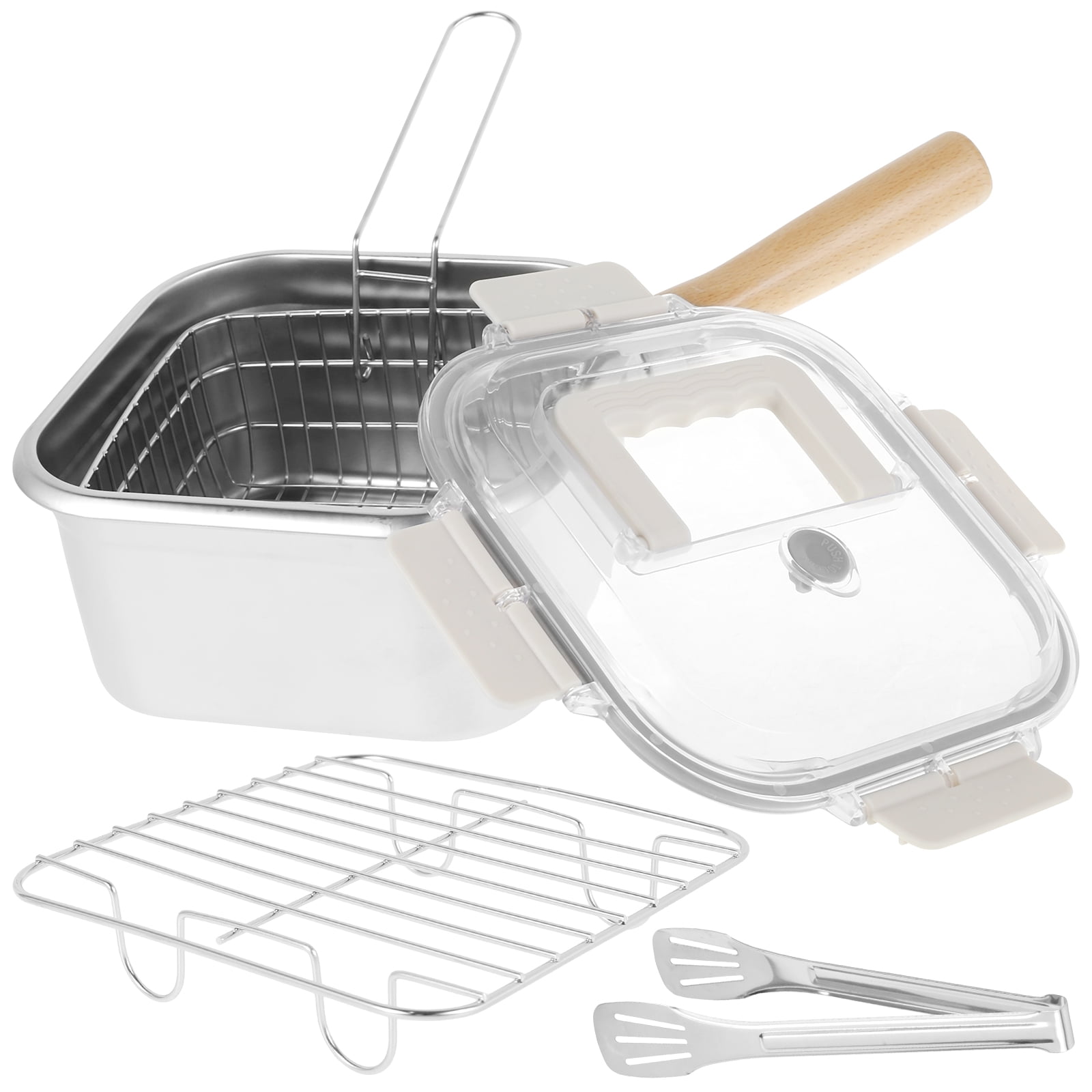 Deep Fryer Pot Stainless Steel Frying Pan with Basket and Handle ...