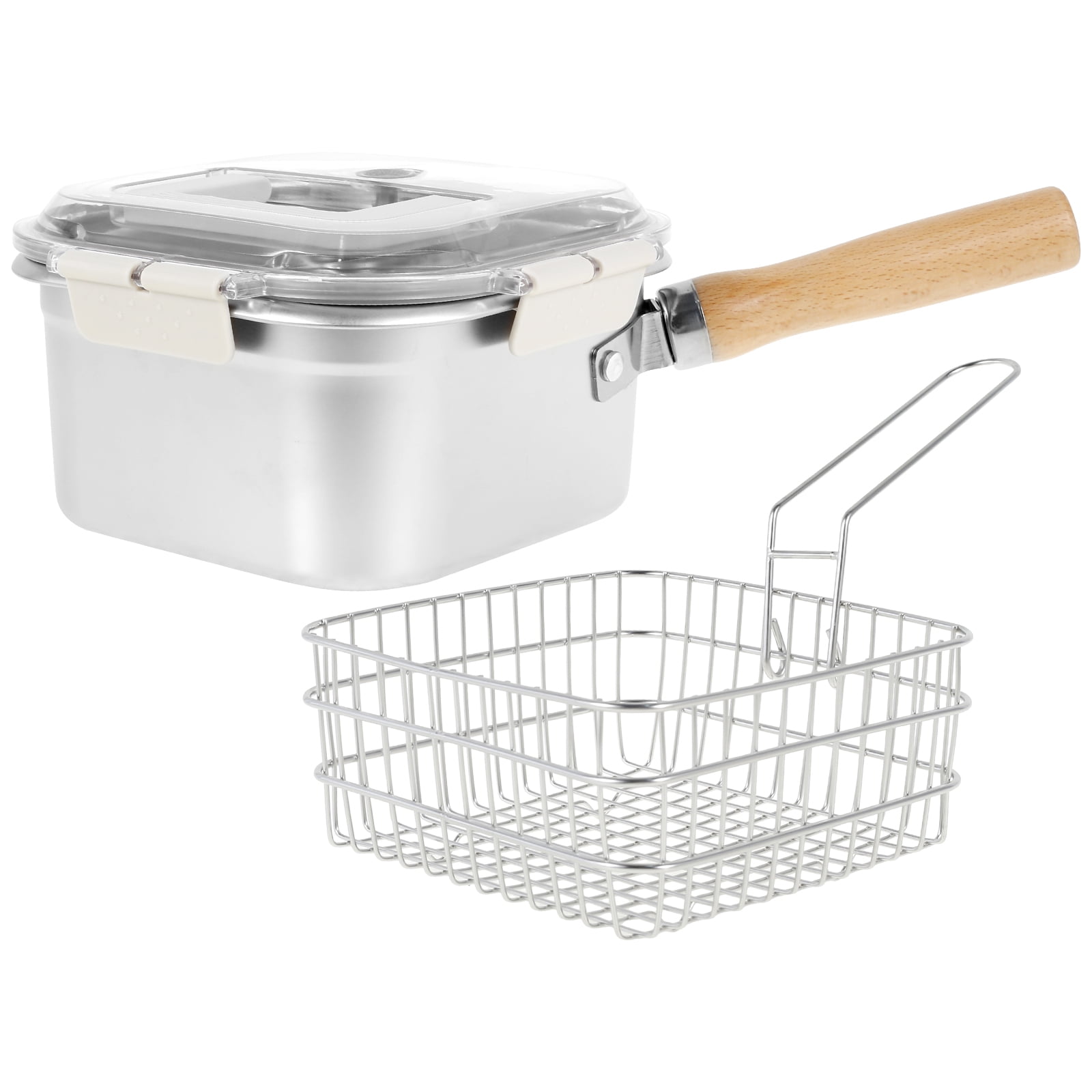 Deep Fryer Pot Stainless Steel Frying Pan Oil Saving Square Deep Frying ...