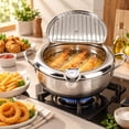 Deep Fryer Pot Stainless Steel Frying Pan with Thermometer Rack & Lid ...
