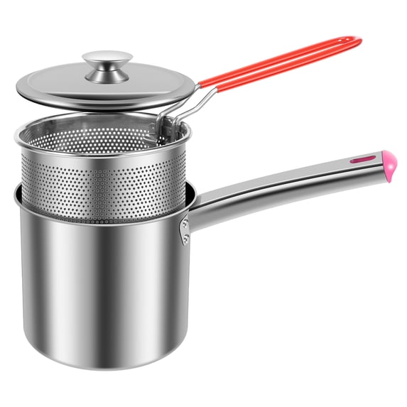 Deep Fryer Pot with Strainer Basket Stainless Steel Deep Frying Pot ...
