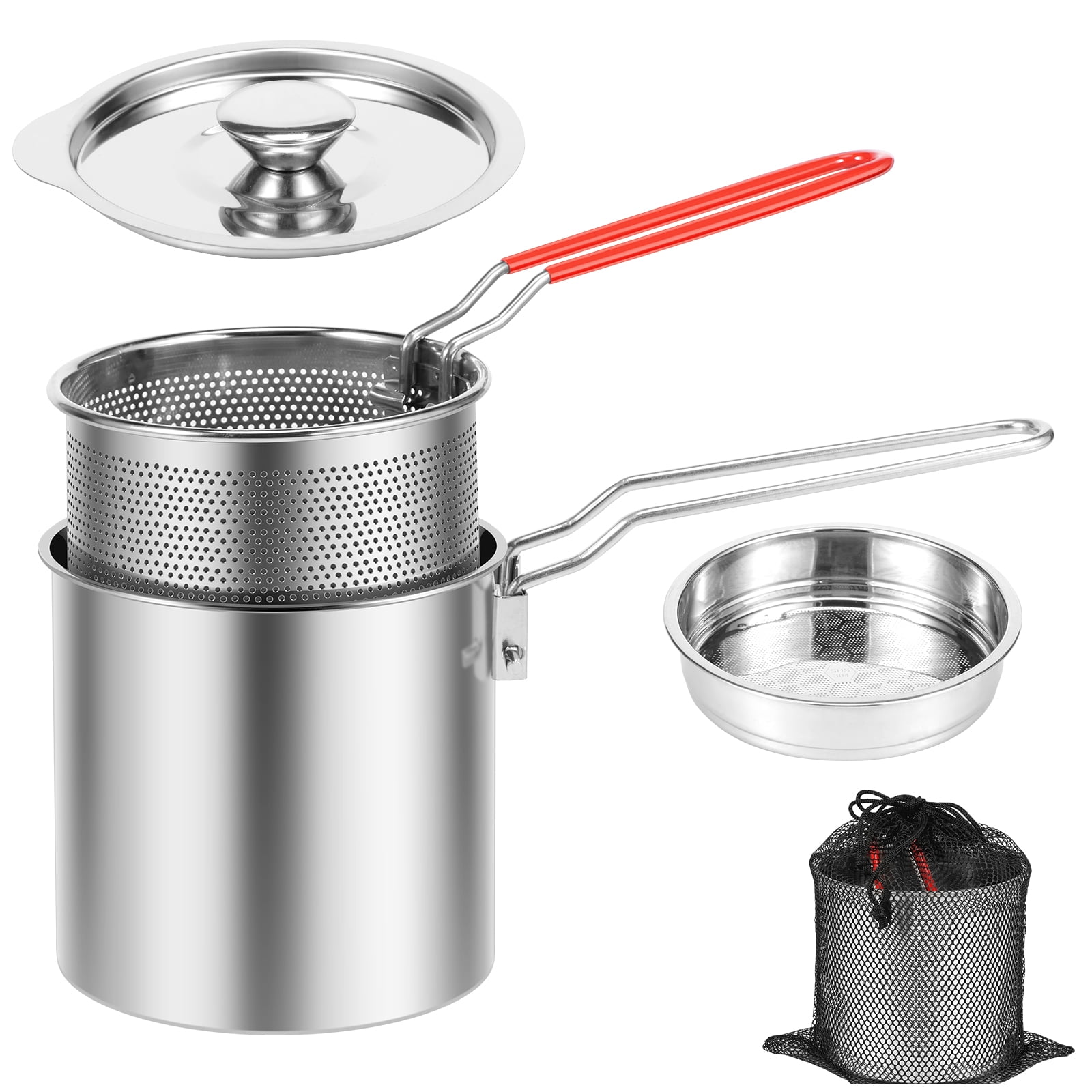 Deep Fryer Pot with Strainer Basket Stainless Steel Deep Frying Pot ...