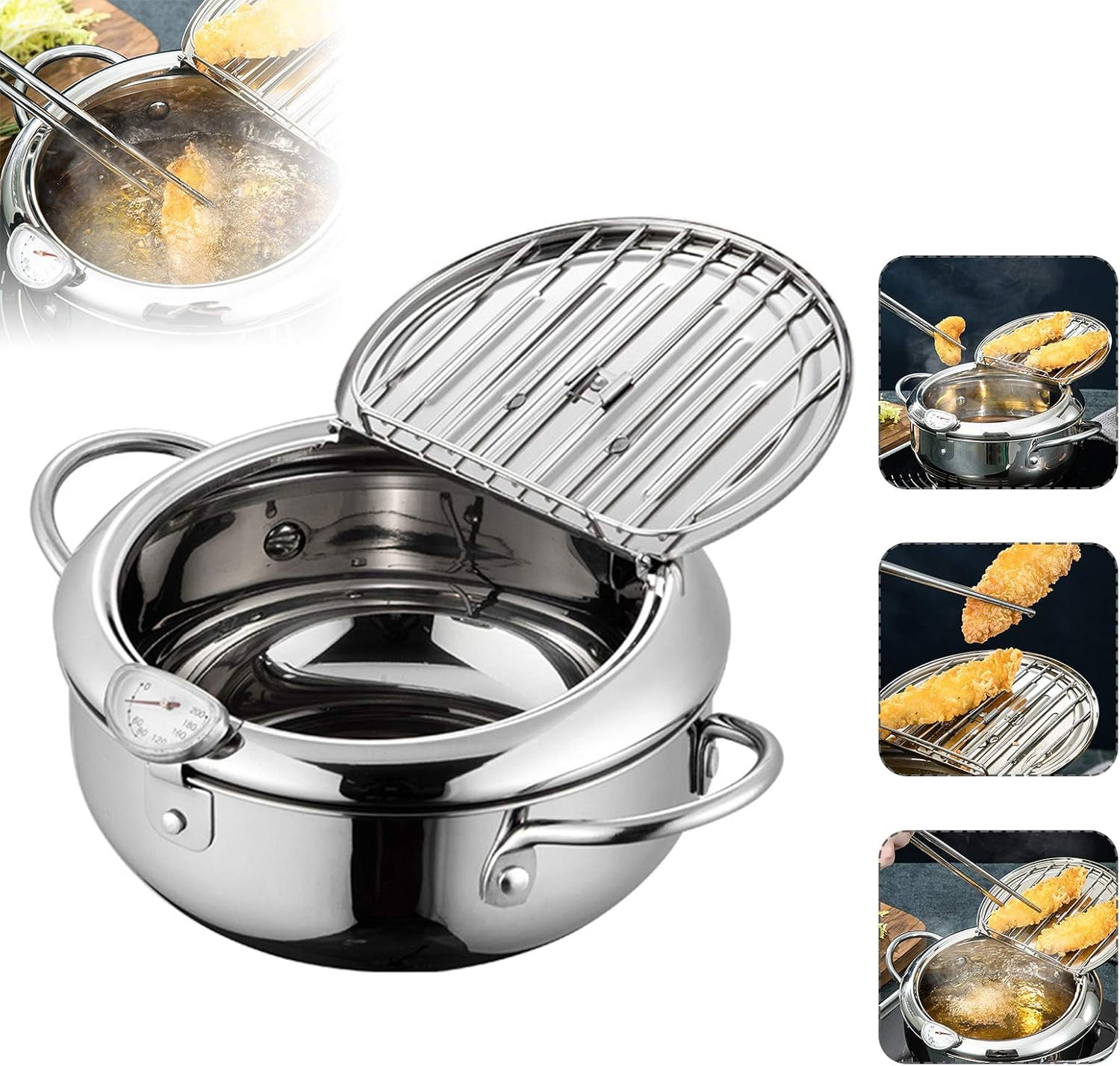 Deep Fryer Pot,Temperature Control Fryer Japanese-style Tempura Deep ...