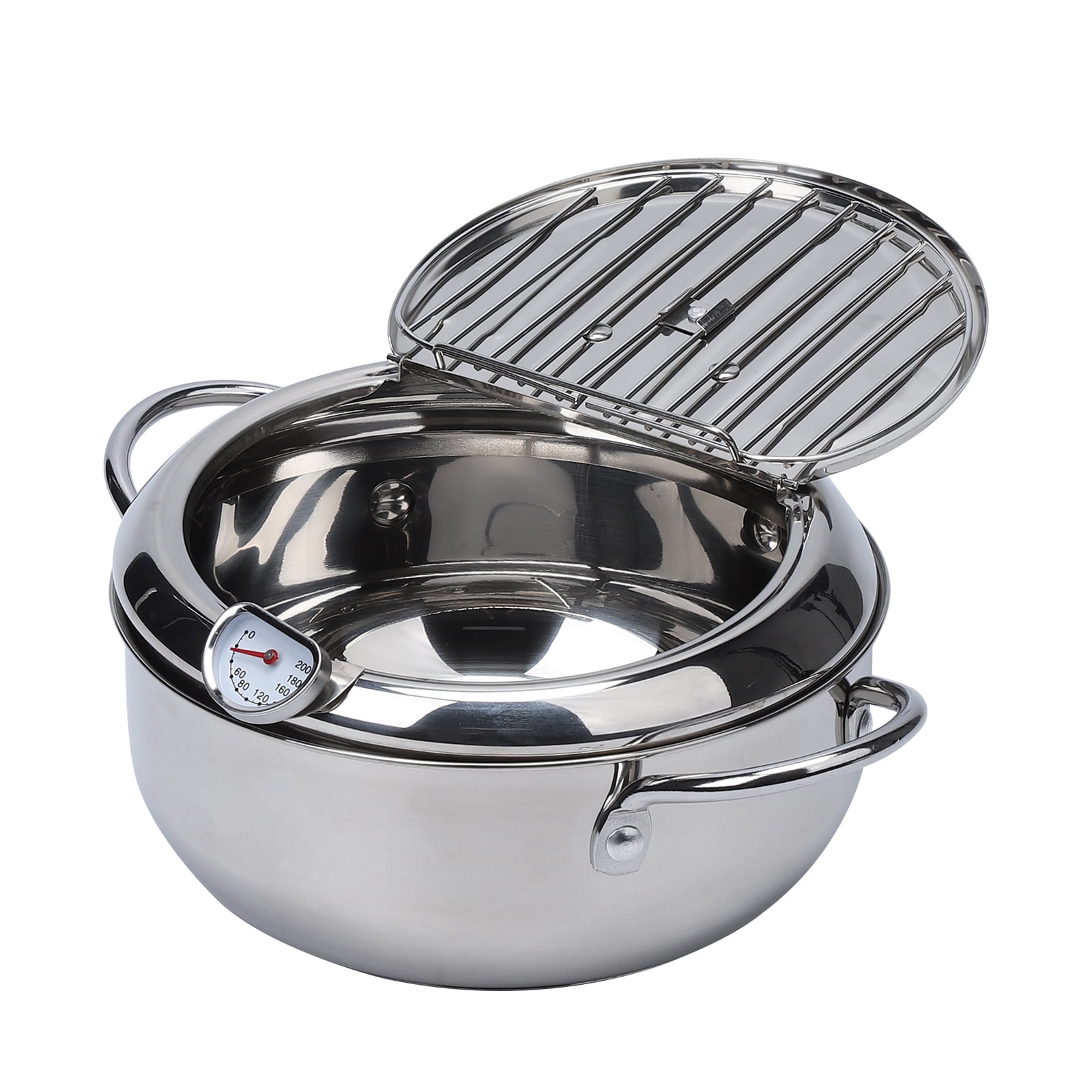 Deep Fryer Pot Tempura Frying Pan 304 Stainless Steel Flat Bottom ...