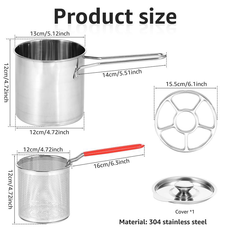 Deep Fryer with Strainer Basket and Handle Stainless Steel Fry Pot Food ...