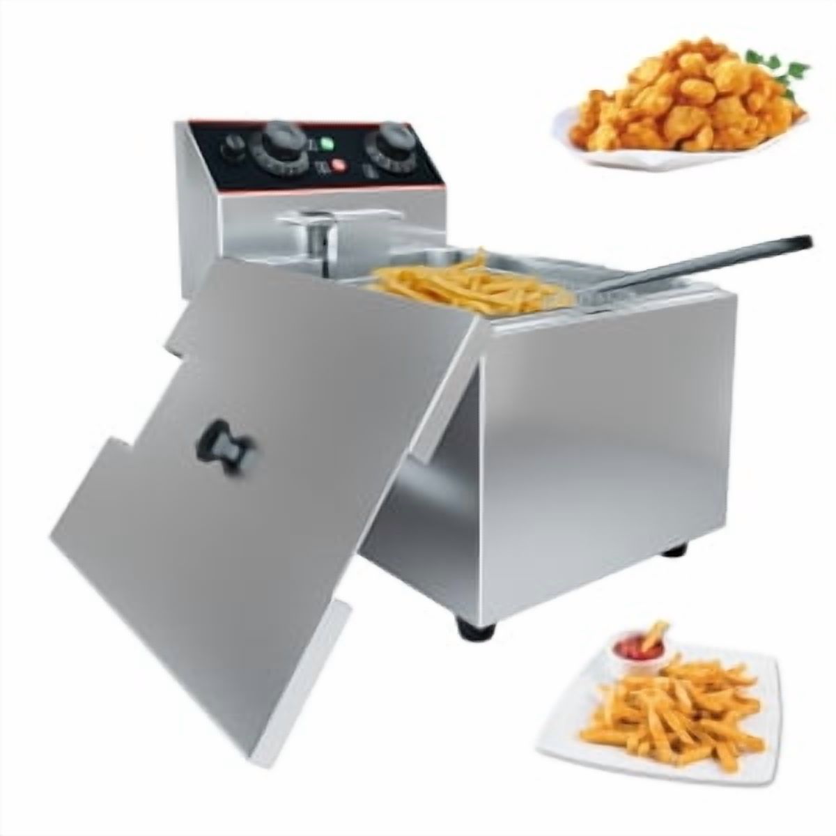 Deep Fryer w/Basket Strainer,Adjustable Temperature,Stainless Steel ...