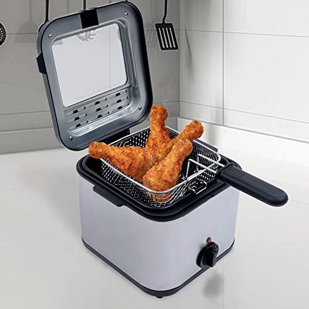 Deep Fryer with Basket 1000W 2.5L Small Electric Fryer with Overheating ...