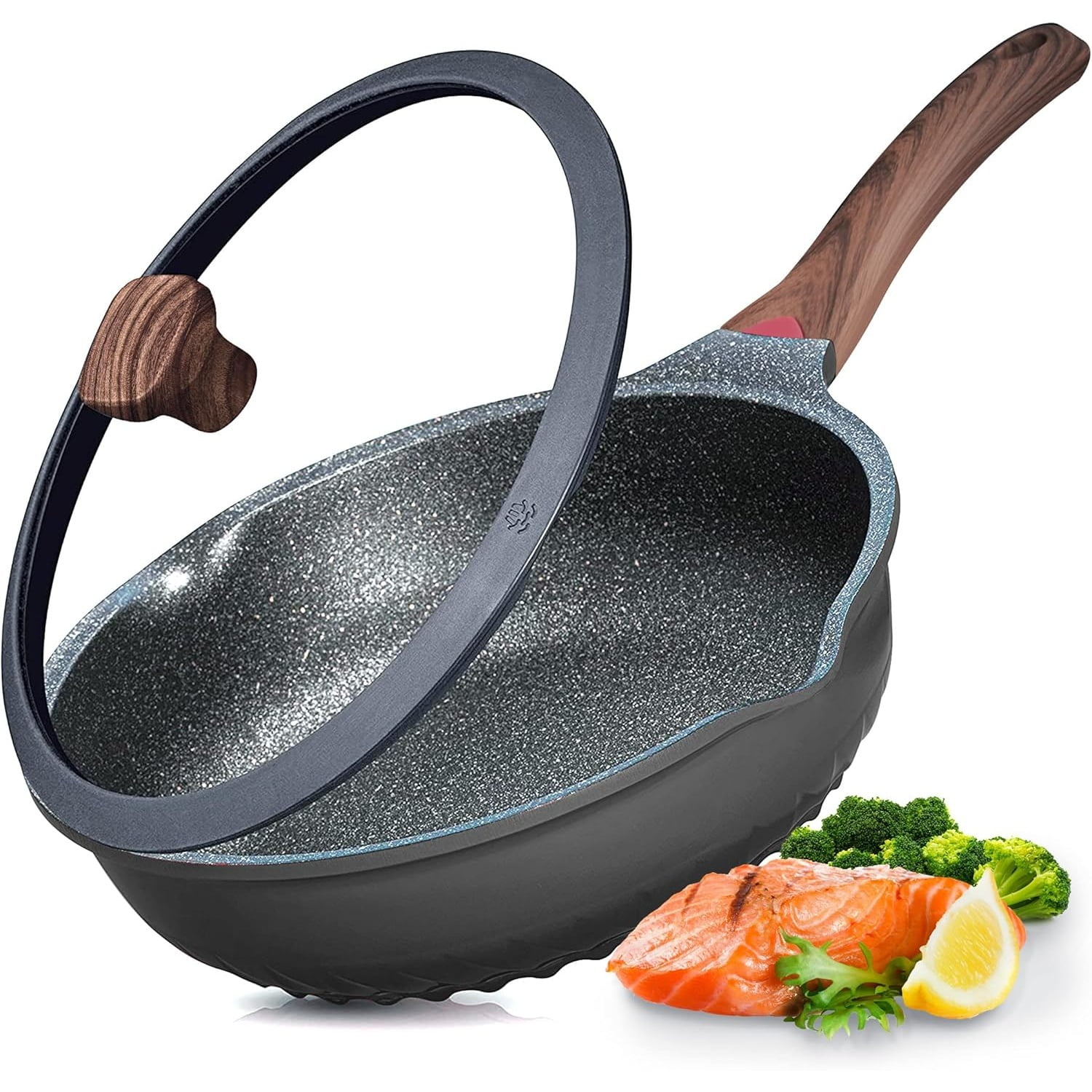 Deep Frying Pan Skillet with Lid, 11in/5Qt Saute Pan, German 3C ...