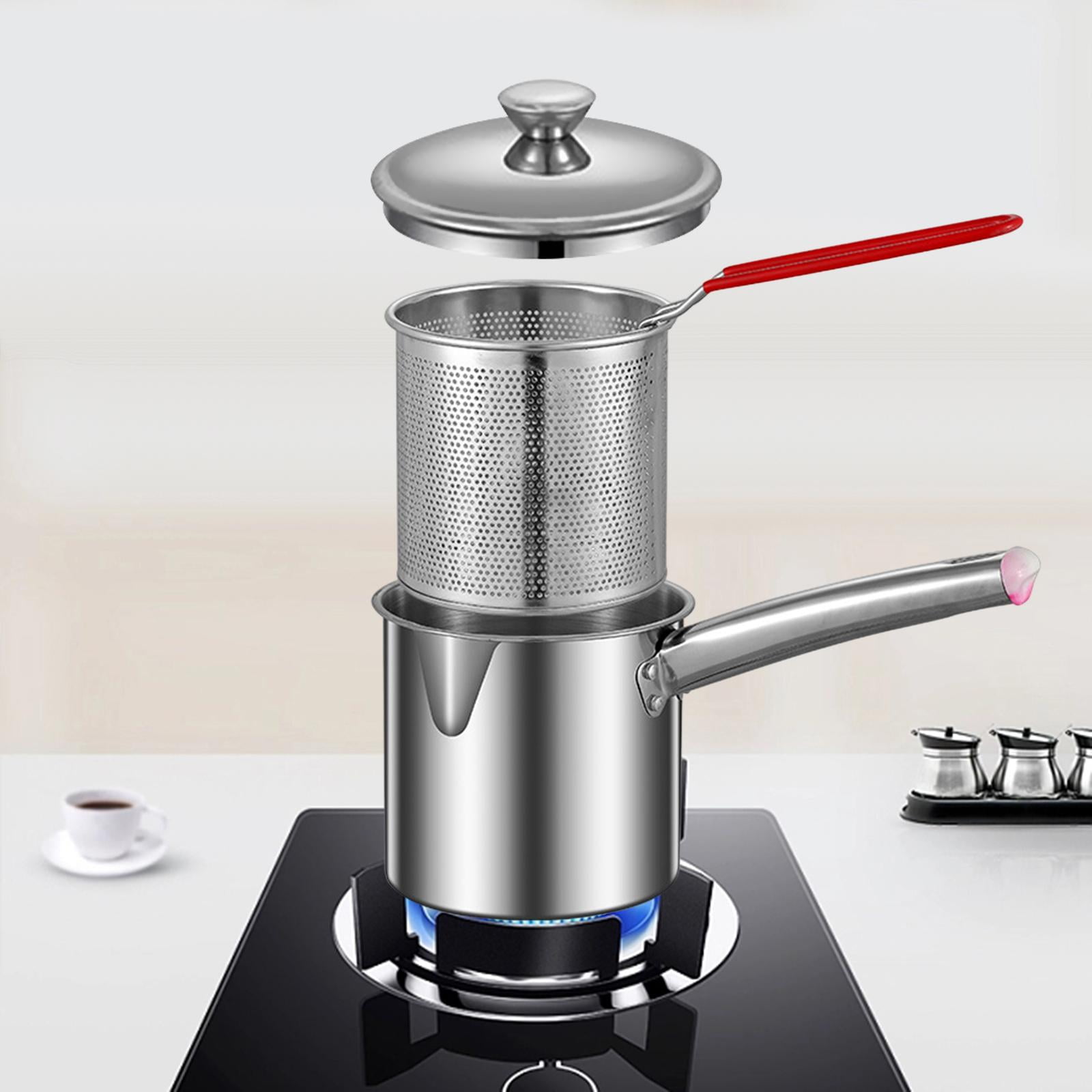 Deep Frying Pot Pan Deep Fryer Cooking Pot with Filter Basket Milk Pan ...