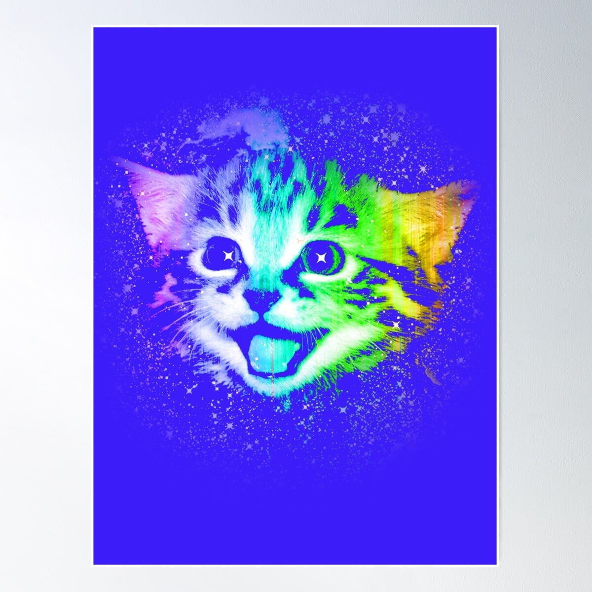 Deep Galaxy Space Kitty Poster Wall Art, Modern Wall Decor For Living ...