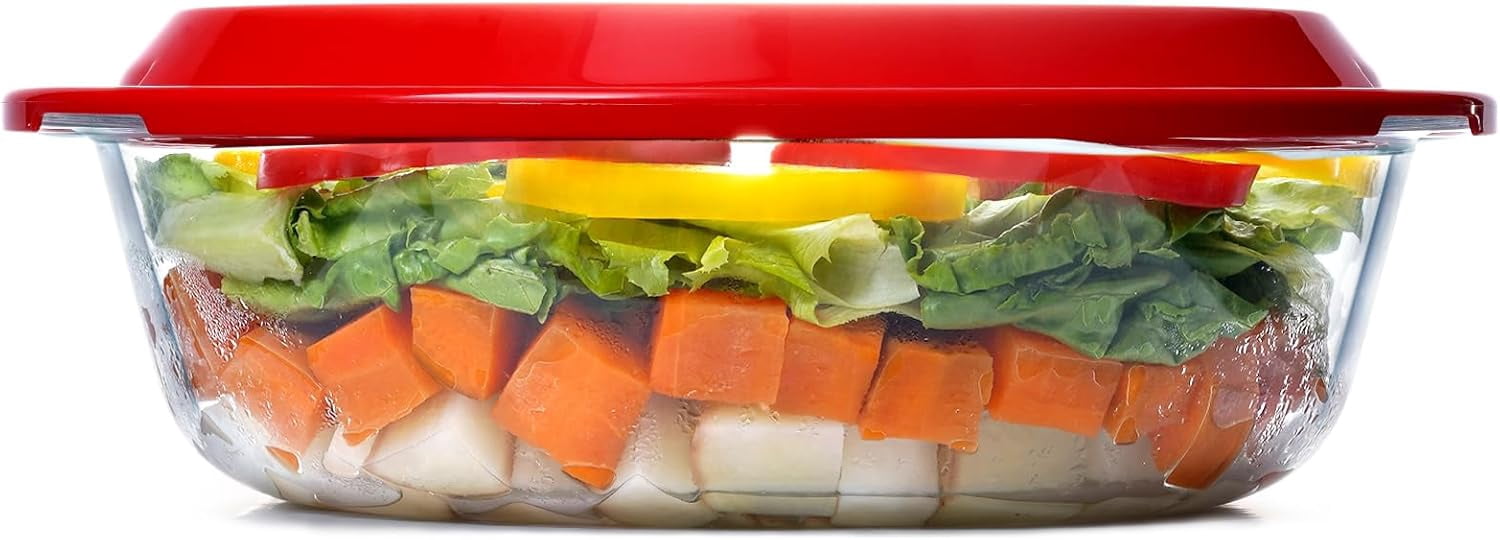 Deep Glass Baking Dish with Lid, Oval Glass Baking Pan for Oven, 2.2L ...