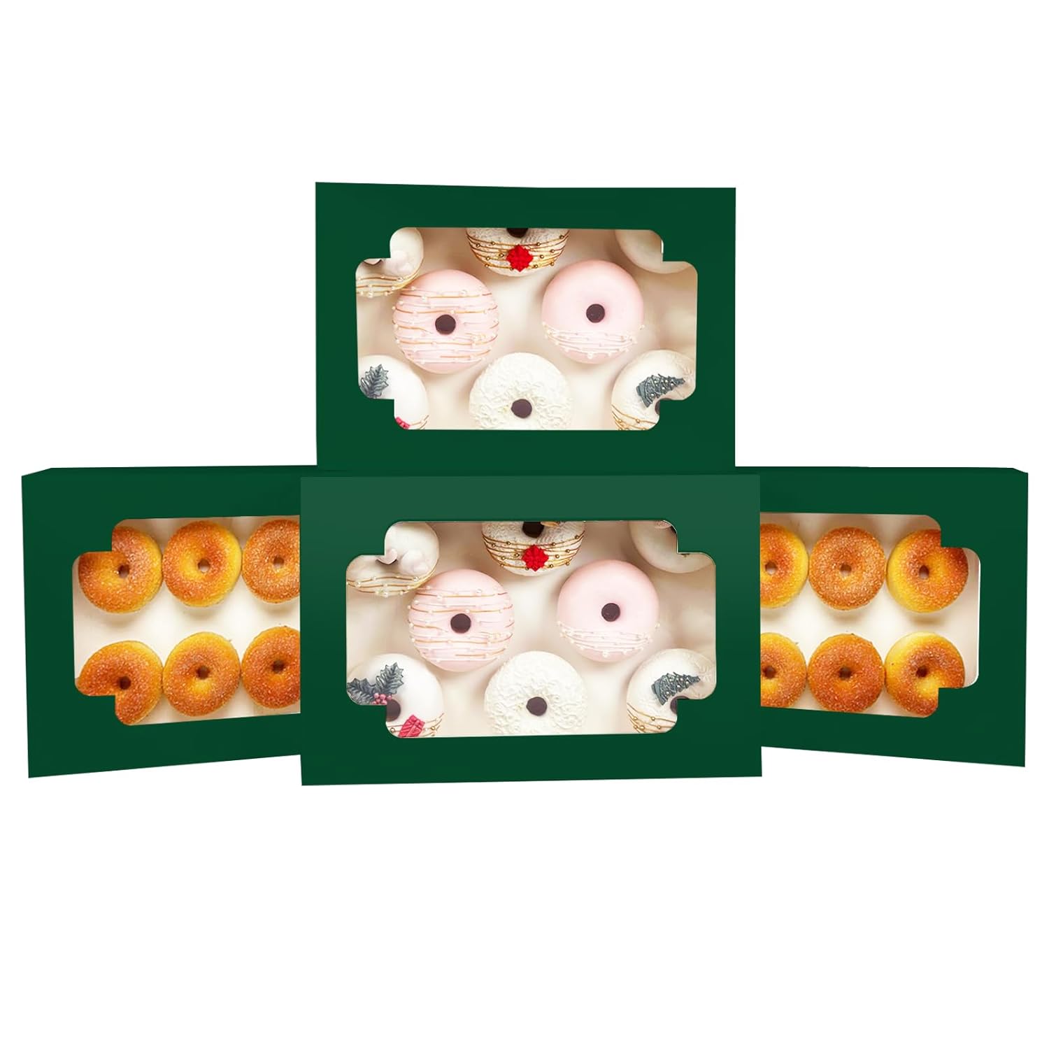 Deep Green Auto-pop Up Cookie Box with Window 12x8x2.5 Inch 32 Packs ...