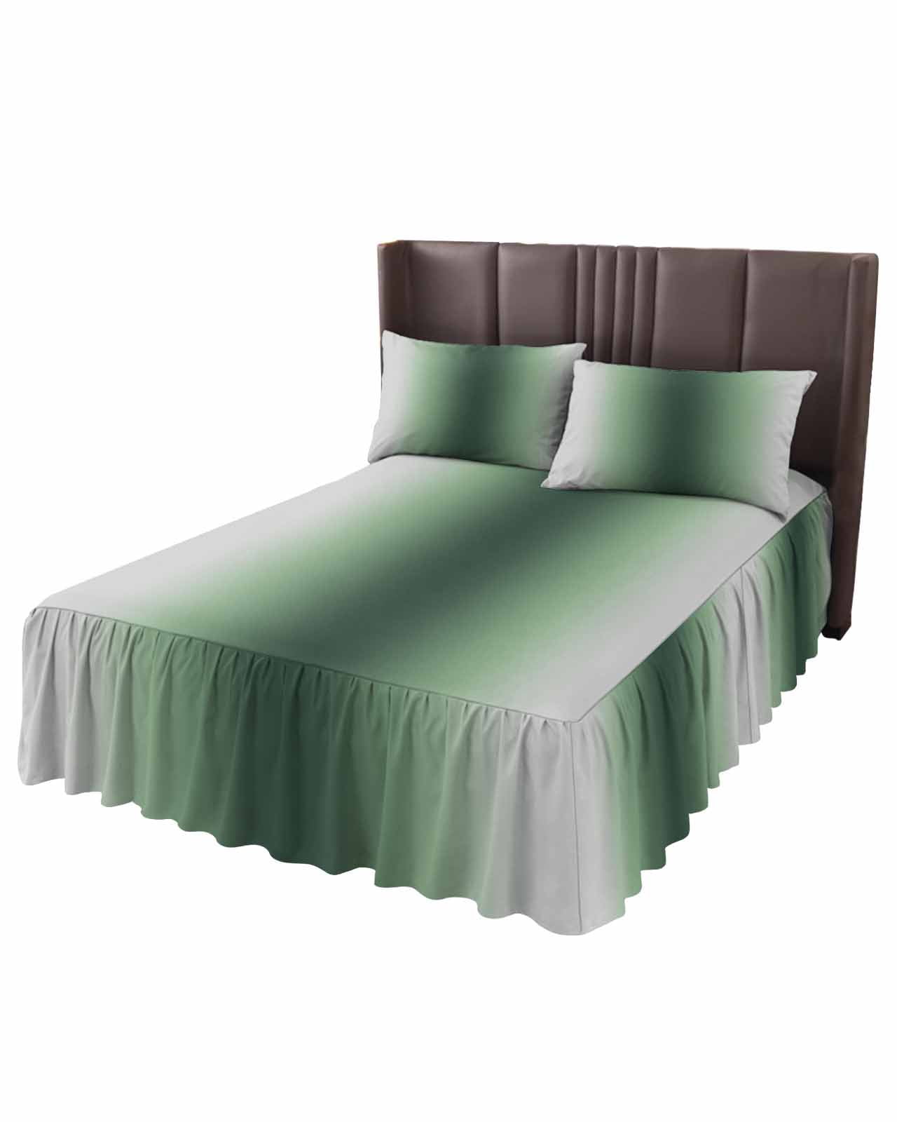 Deep Green Grey Ombre Bed Skirt Queen Size 18 Inch Drop, Modern ...