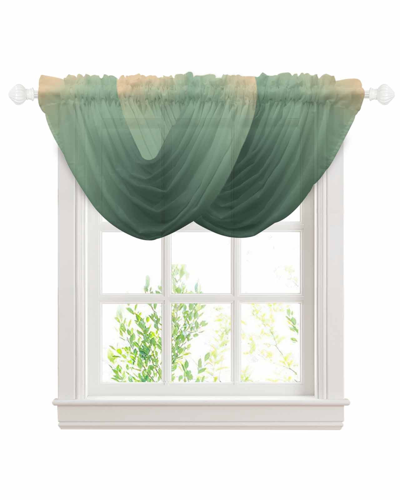 Deep Green Khaki Ombre Waterfall Valances for Windows, Modern Abstract ...