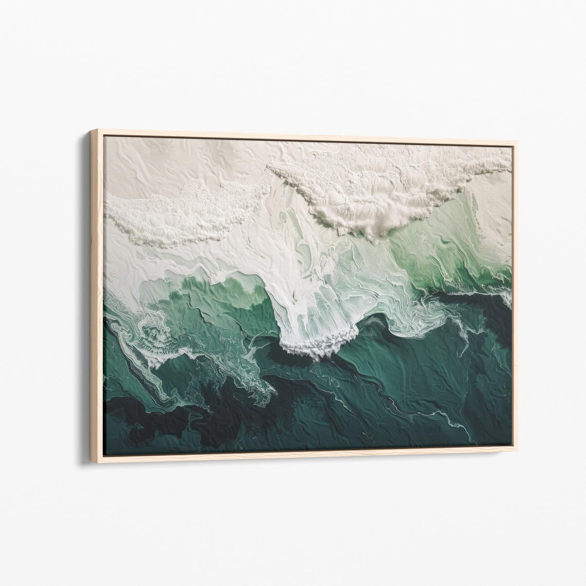 Deep Green Ocean Wave Oil Painting Print, On Stretched, Large Wall Art ...