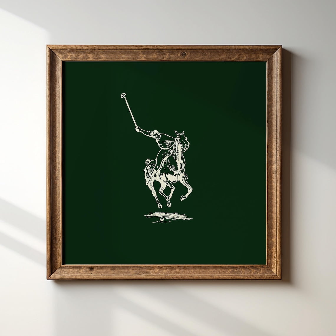 Deep Green Polo Square Print, Trendy Decor, Minimalist, Living Room Art ...