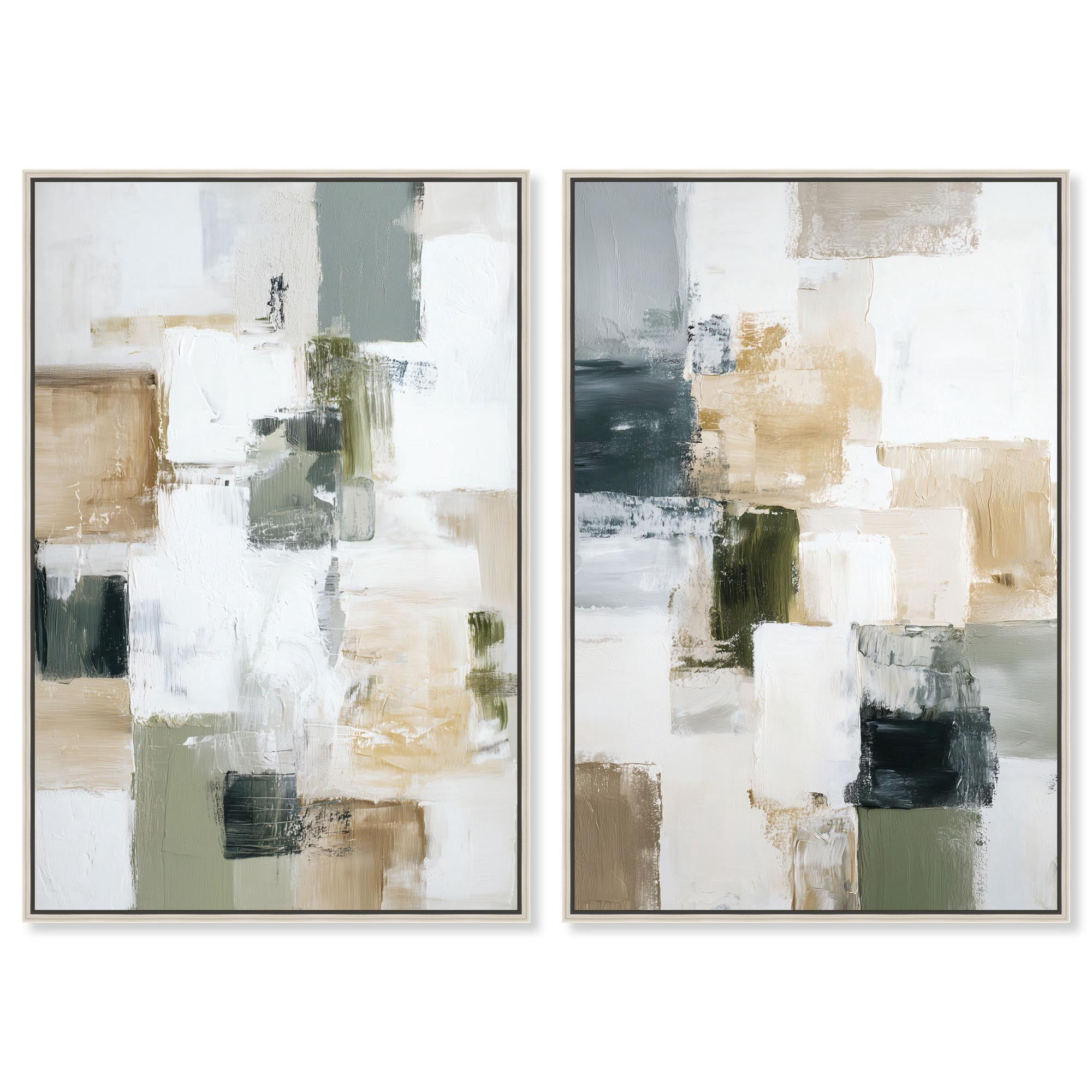 Deep Grey and Cream Abstraction Canvas Print Abstract Wall Decor Set by ...