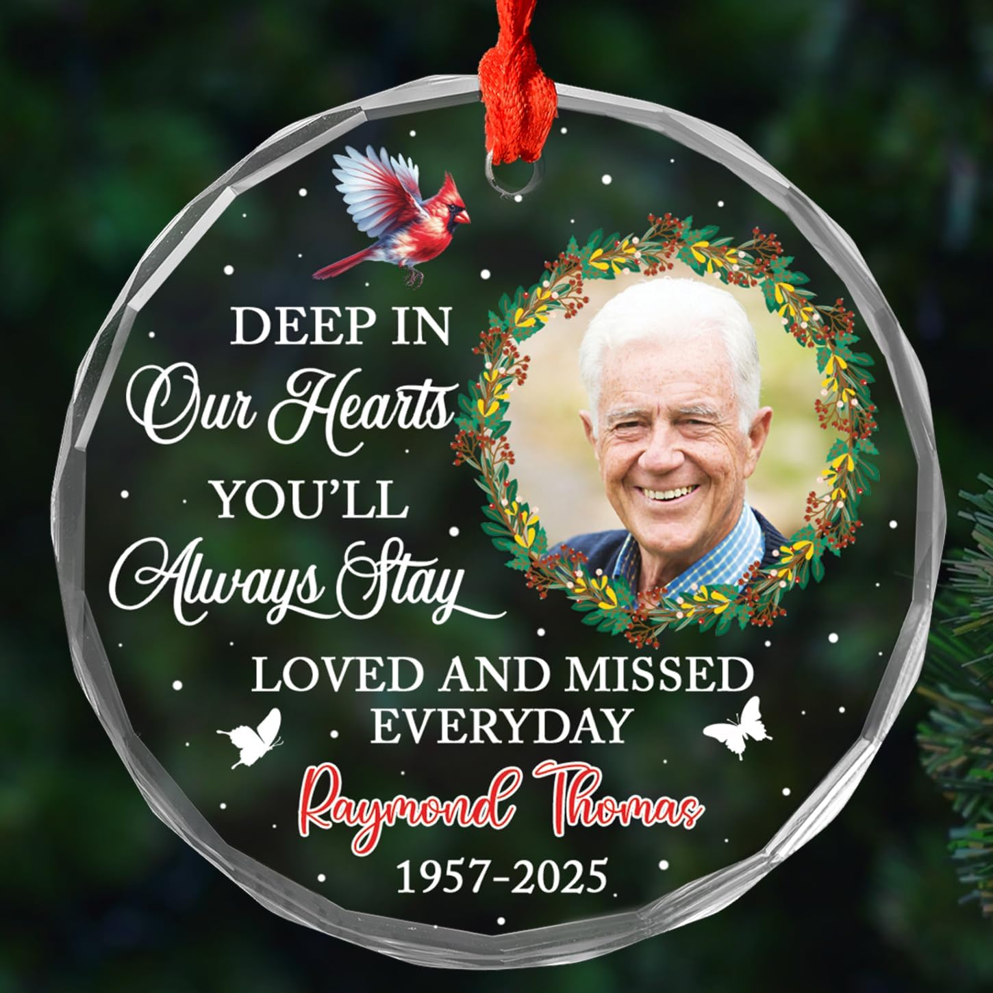 Deep in Our Hearts You'll Always Stay Loved Glass Ornament 2025, Custom ...