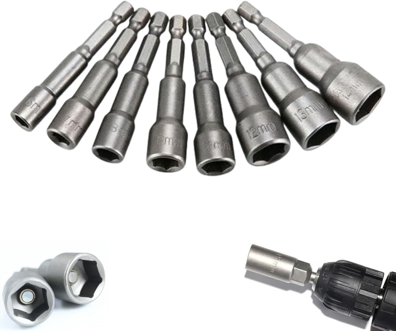 Deep Hex Quick-Change Bit Set, Universal 1/4" Hex Shank Impact Socket ...