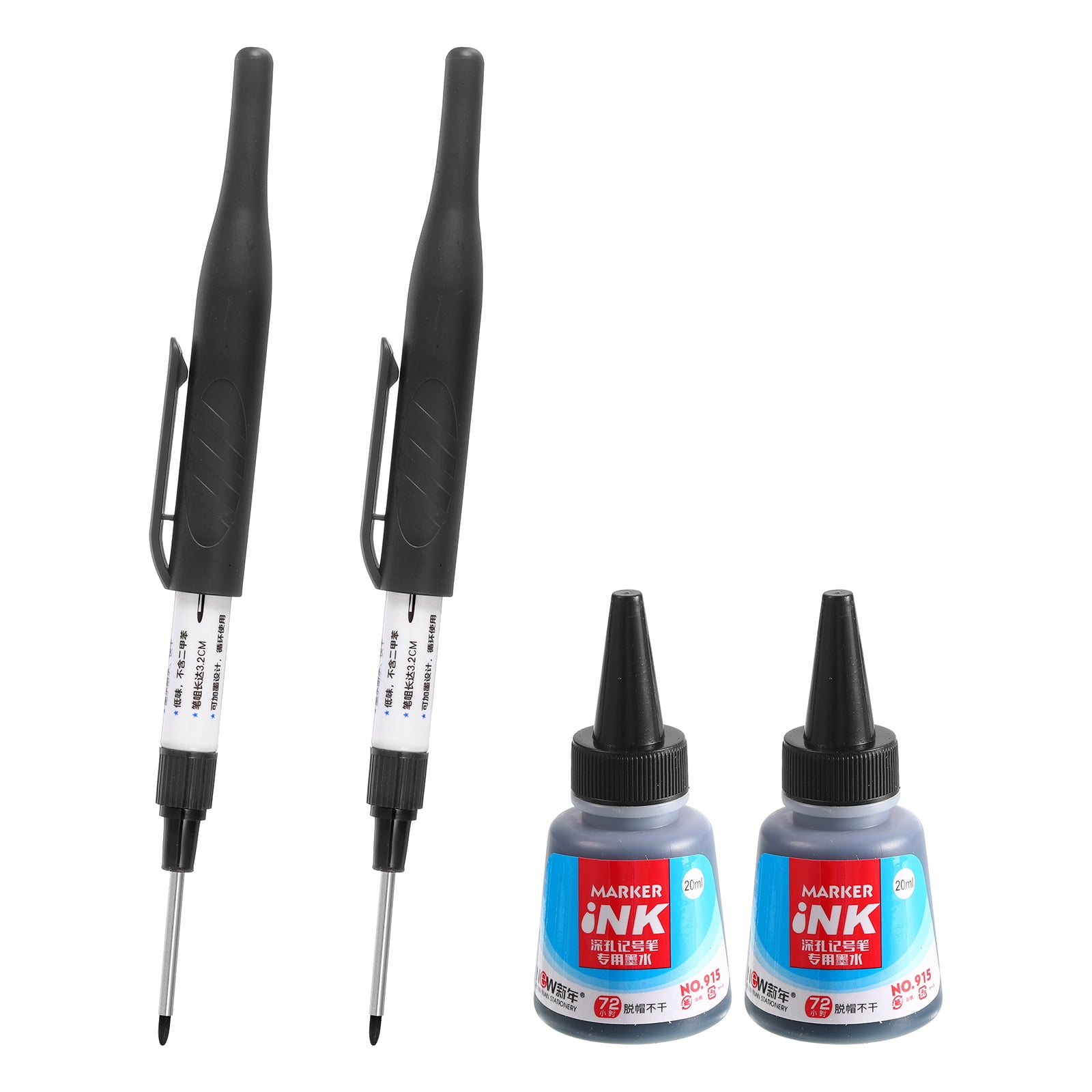 Deep Hole Marker Pens, 2Set refillable Ink Pen with Extra Ink, Black ...