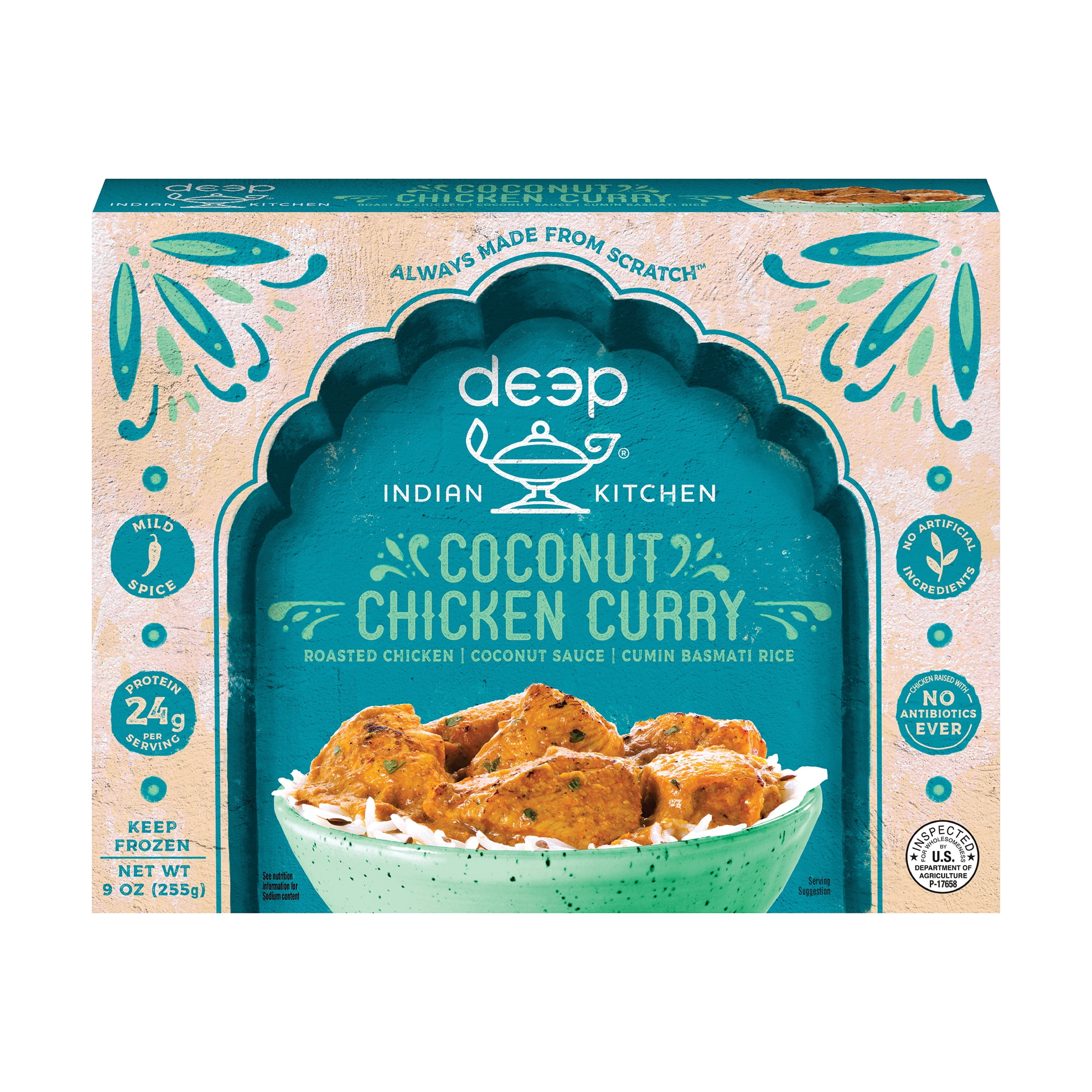 Deep Indian Kitchen Coconut Chicken Curry 9oz Frozen Pack with Mild ...