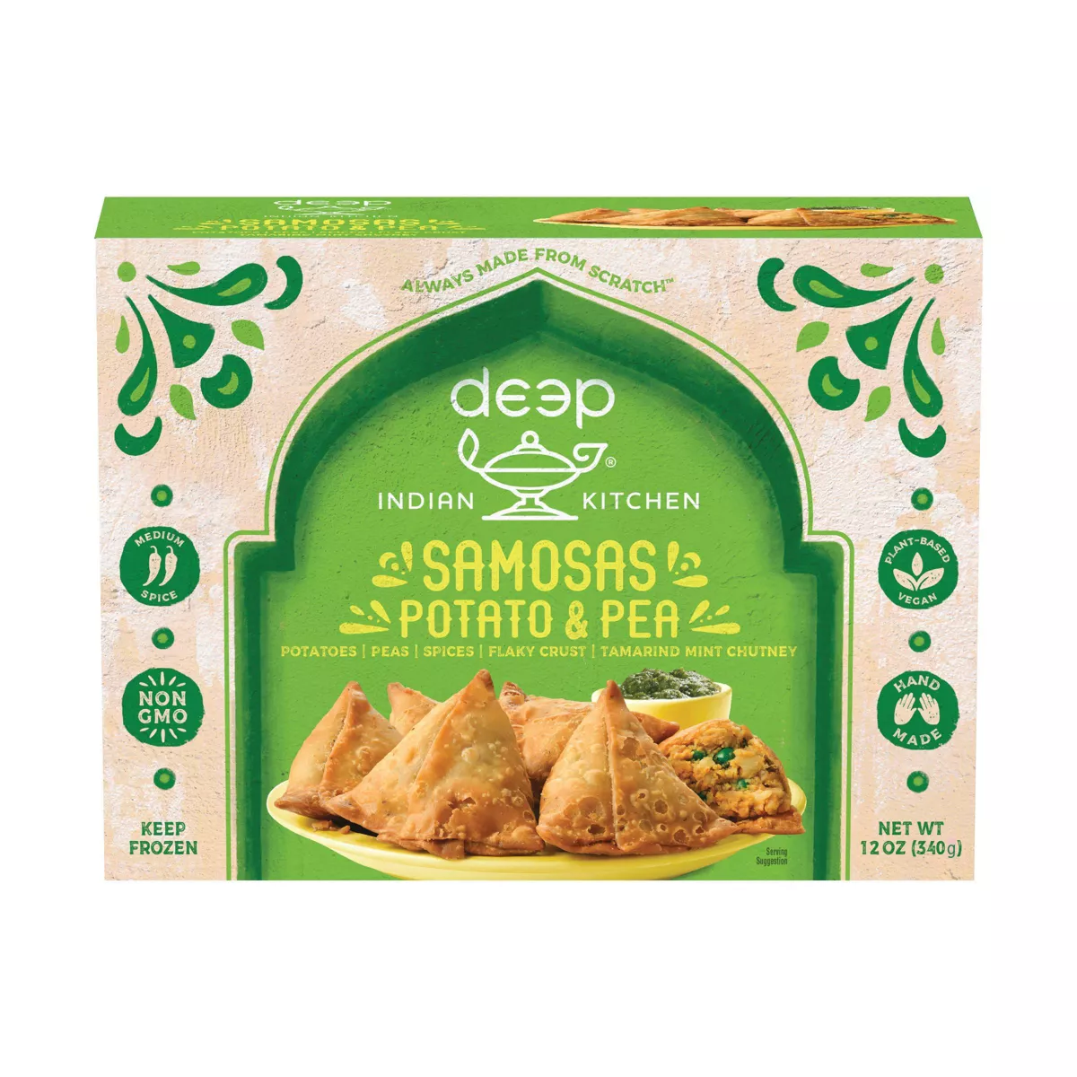 Deep Indian Kitchen Vegan Potato & Pea Samosas with Chutney - 12oz ...
