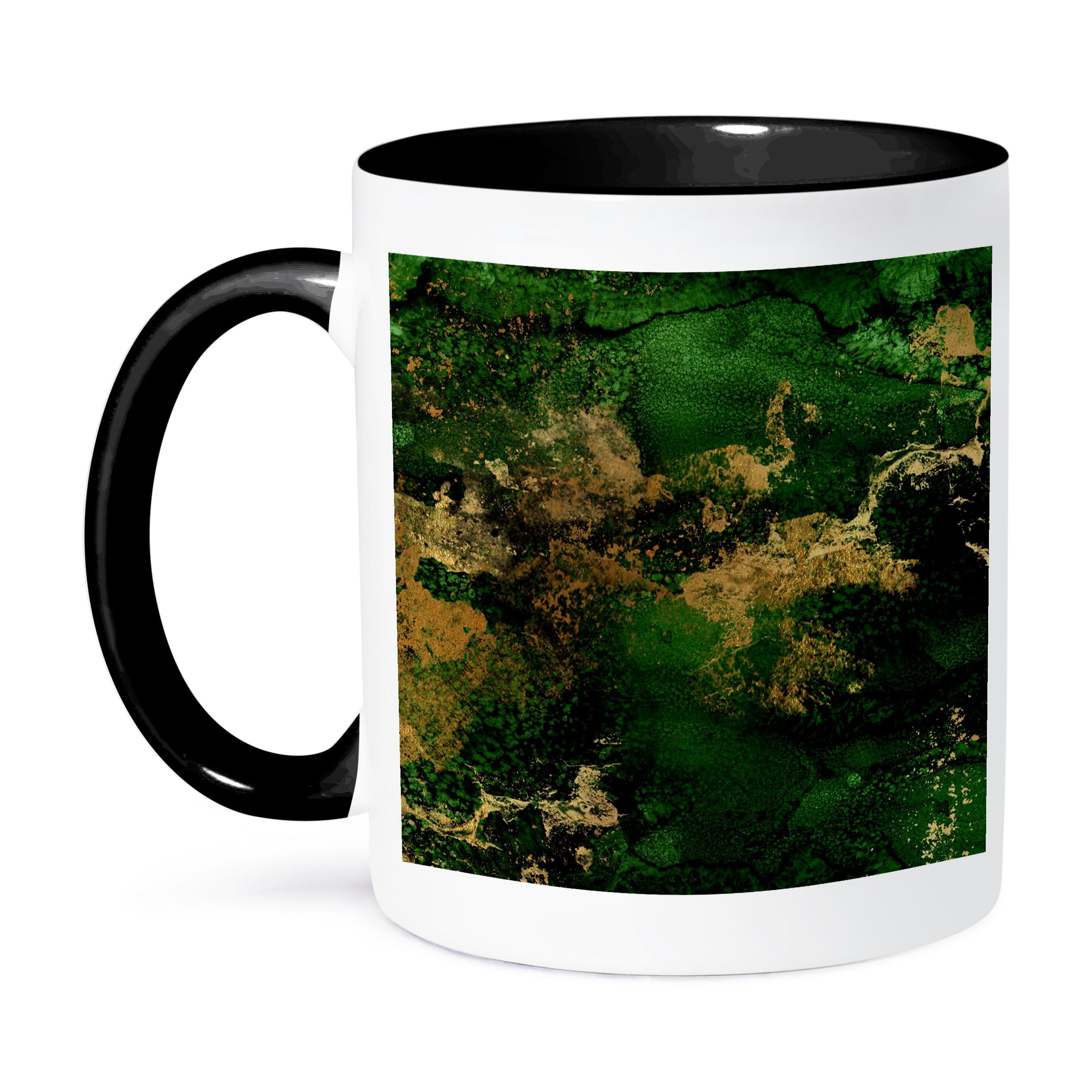 3dRose, Deep Jewel Green Watercolor Abstract With Faux Gold Touches ...