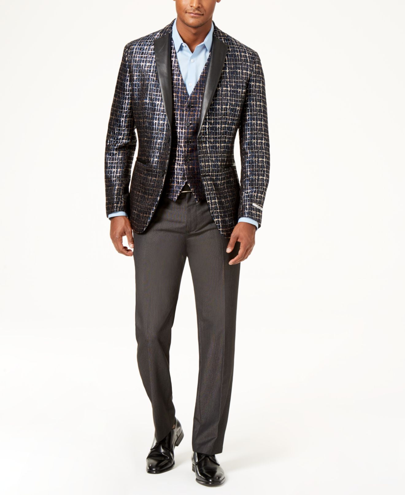 INC International Concepts Mens Slim-Fit Party Jacquard Jacket, Black ...