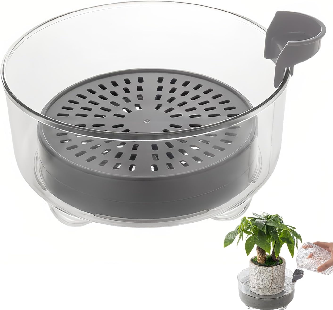 Deep Plant Saucer, Plastic Bottom Watering Tray with Height-Adjustable ...