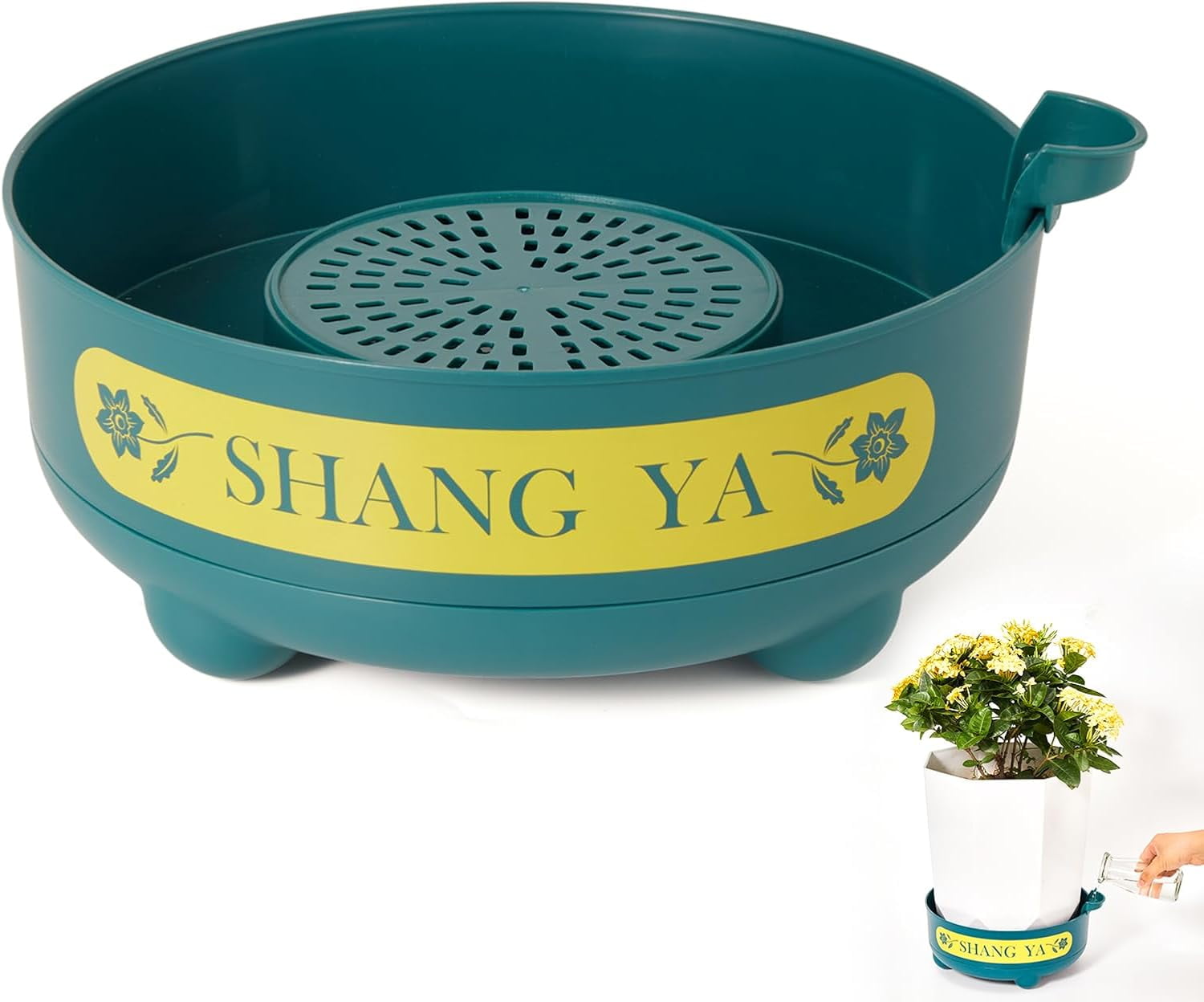 Deep Plant Saucer, Plastic Bottom Watering Tray with Height-adjustable ...