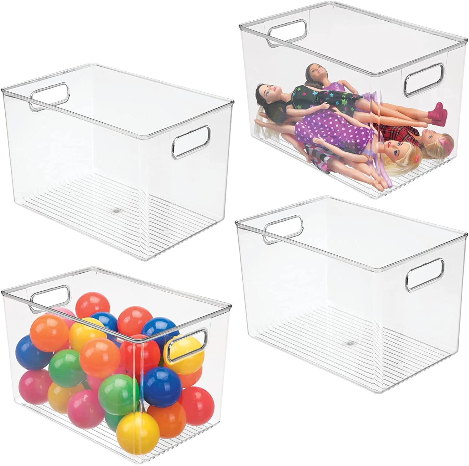 Deep Plastic Home Storage Organizer Bin with Built-in Handles for Cube ...