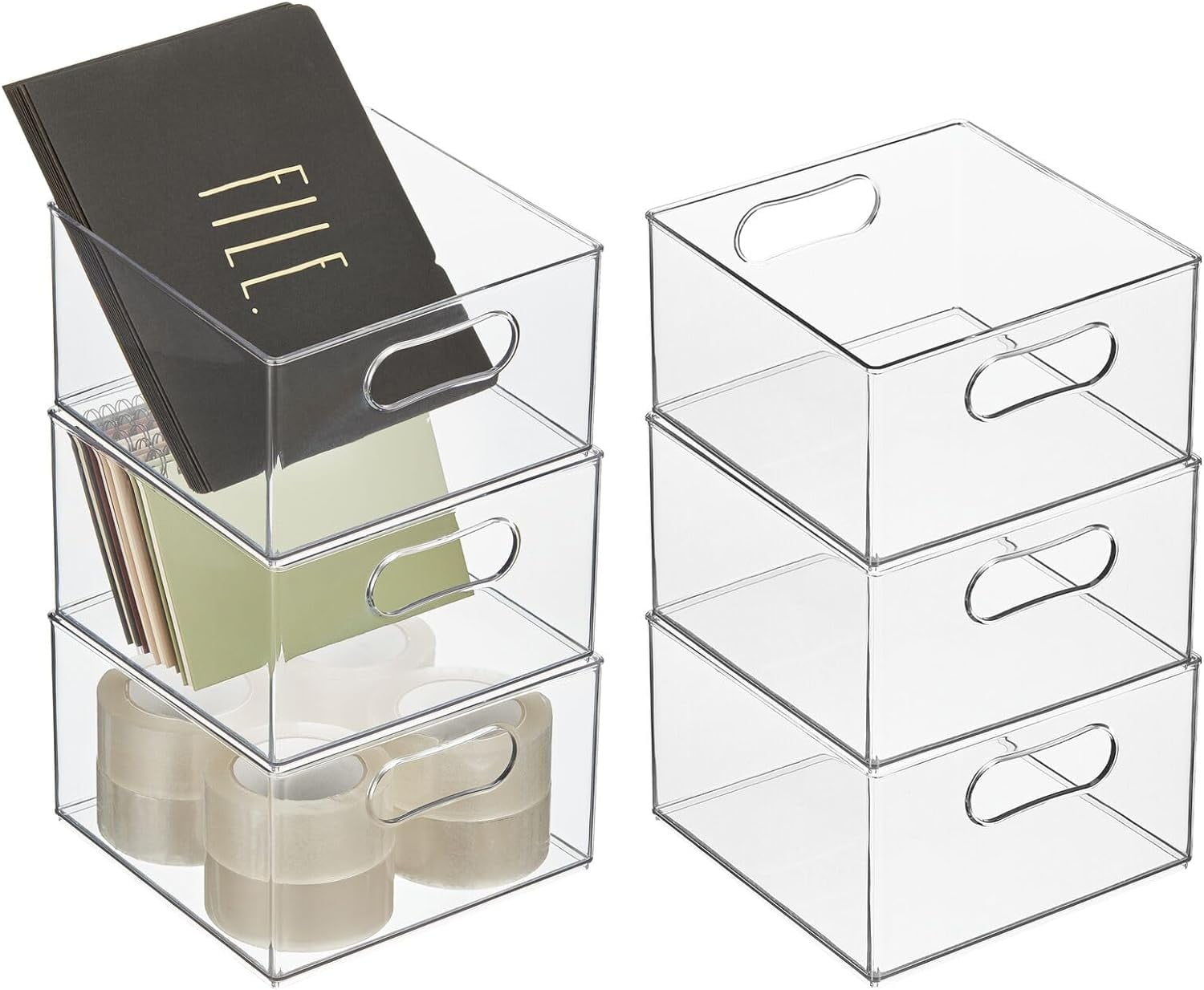 Deep Plastic Stackable Storage Organizer Container Bin, Office ...